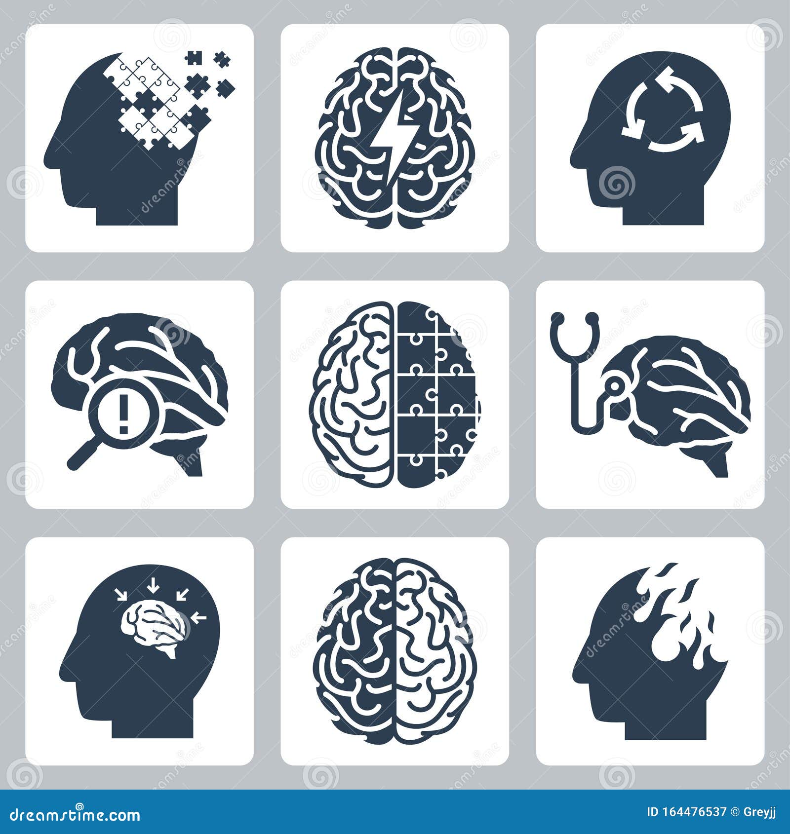 Brain Degenerative Deseases, Memory Loss Related Icons Stock Vector ...
