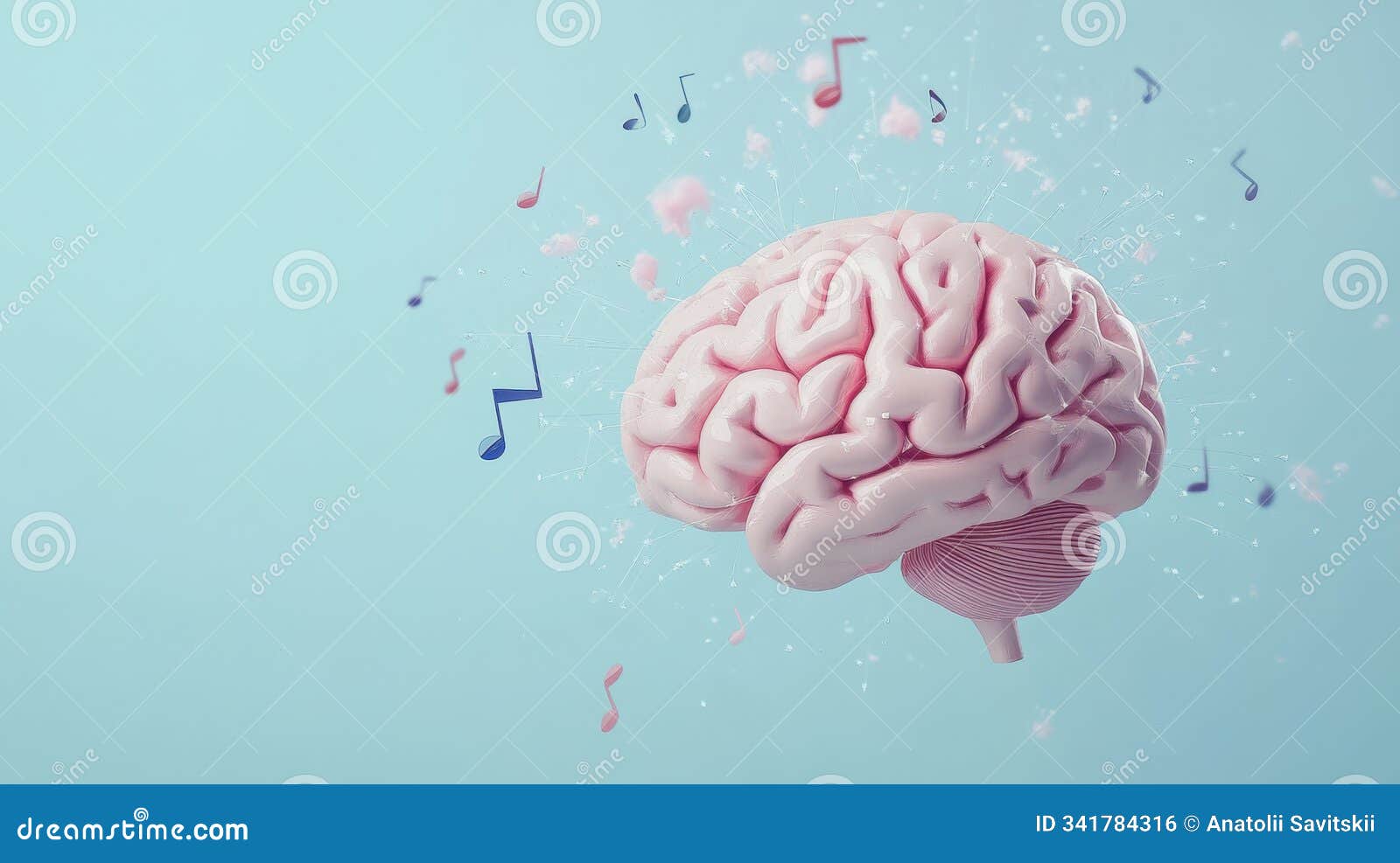 A Brain is Depicted with Colorful Musical Notes Floating Around it ...