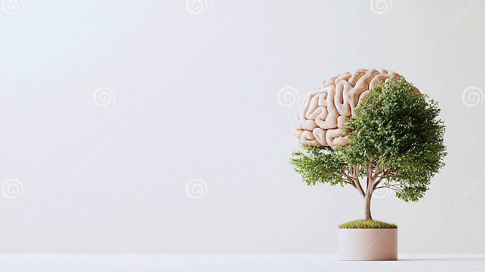 A Brain Design with a Tree Sprouting from it, Representing Intellectual ...