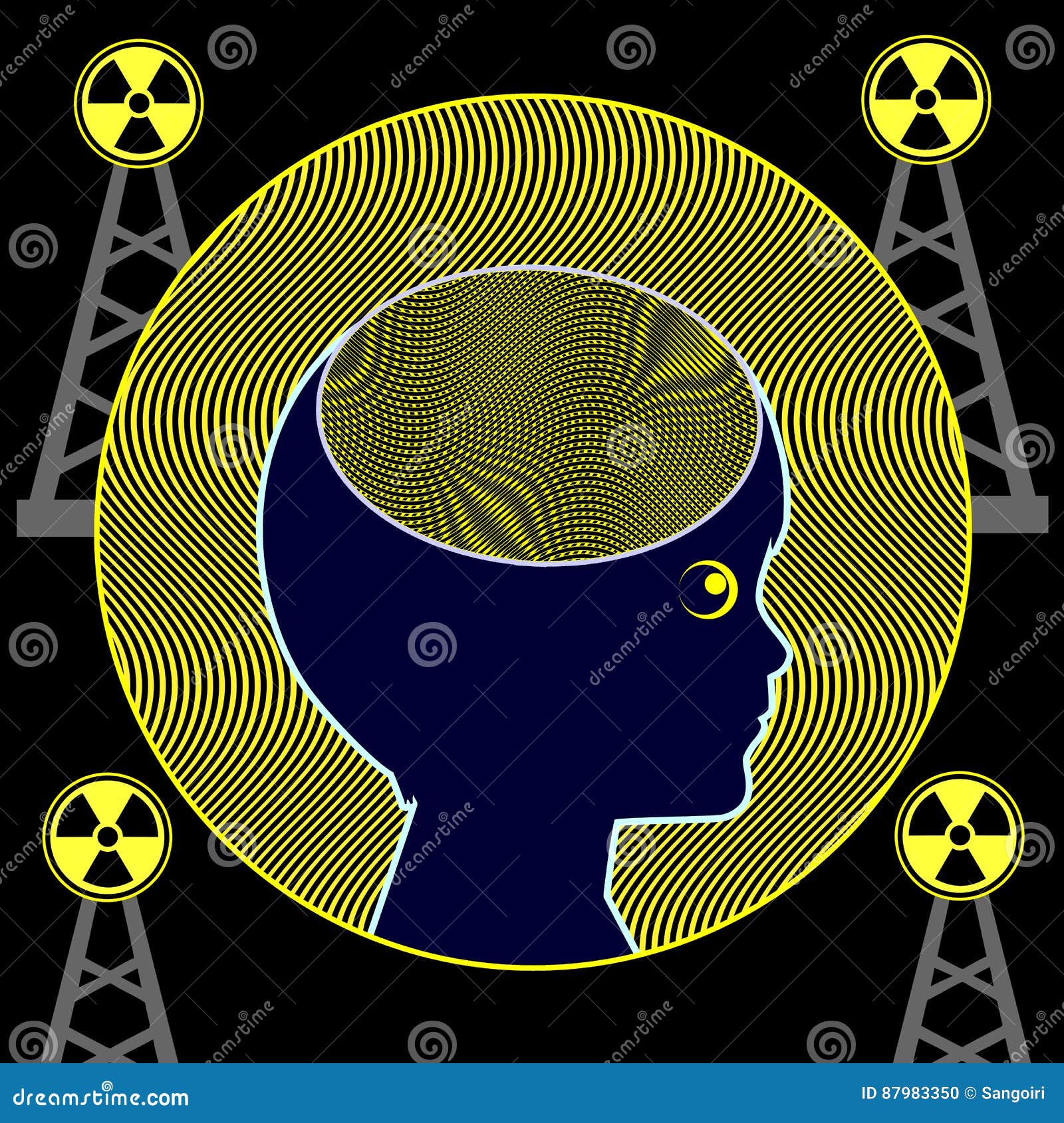 Brain Development and Radiation Stock Illustration - Illustration of ...