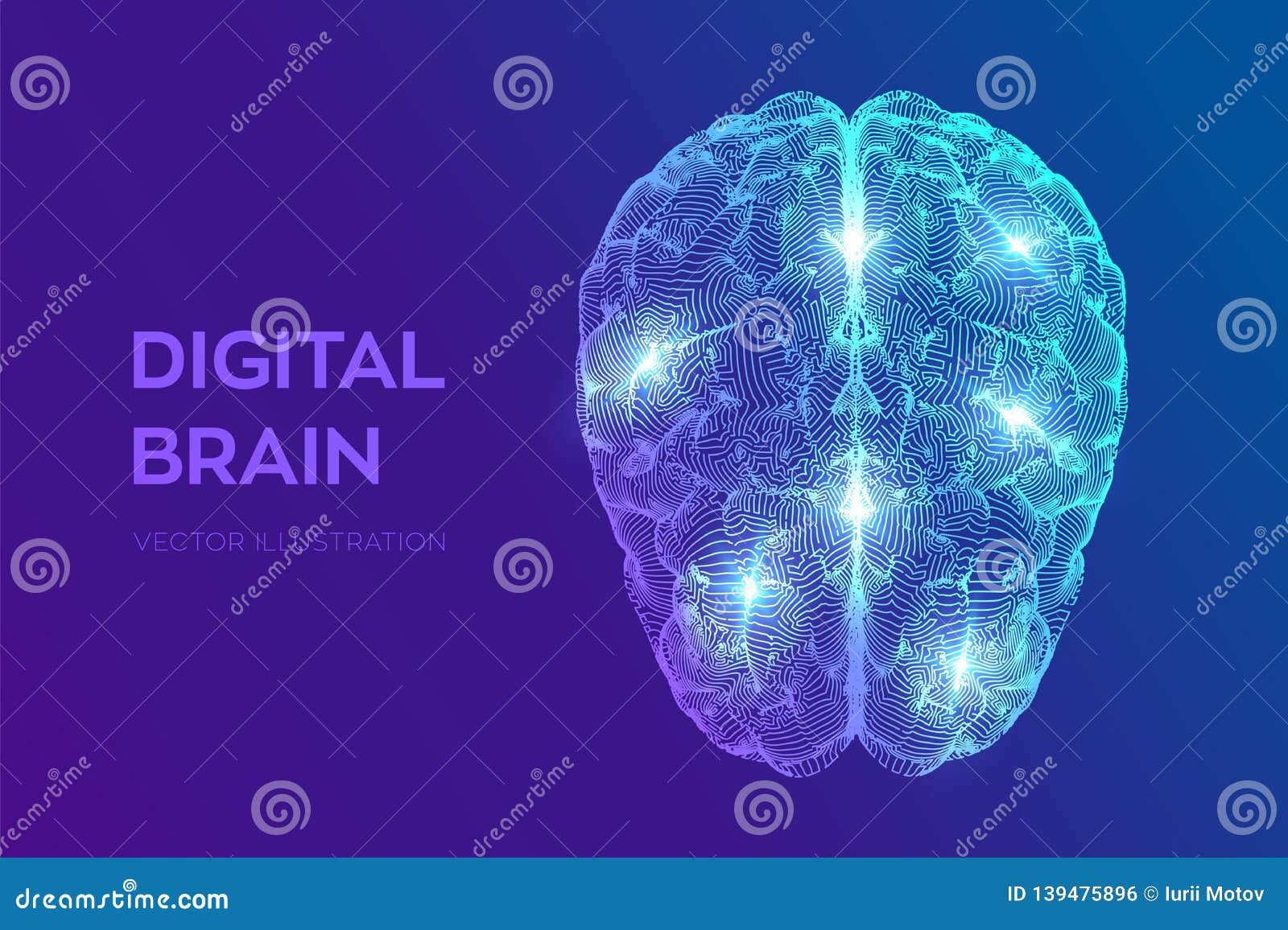 Brain. Digital Brain. 3D Science and Technology Concept. Neural Network ...