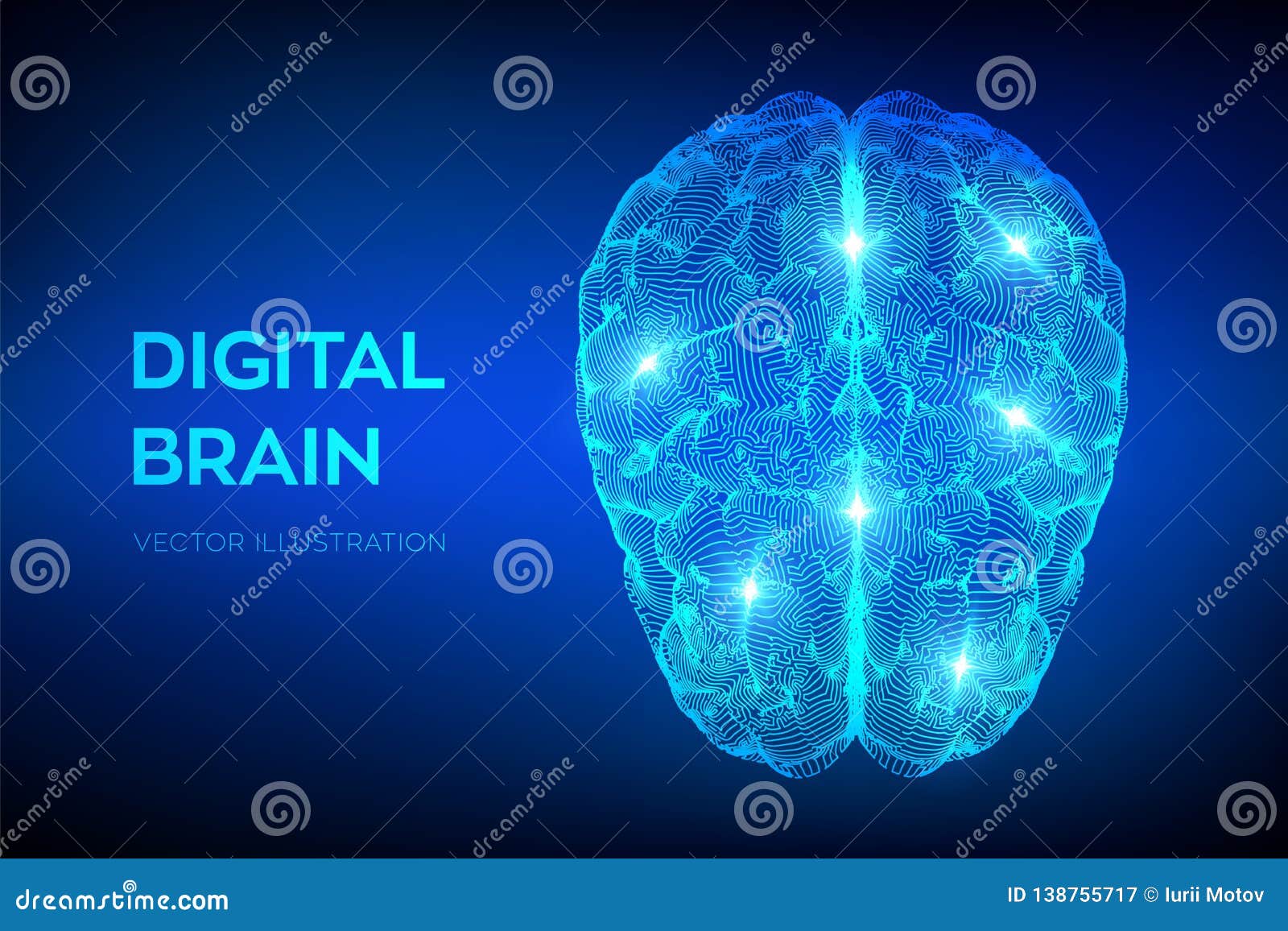 Brain. Digital Brain. 3D Science and Technology Concept. Neural Network ...