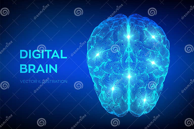 Brain. Digital Brain. 3D Science and Technology Concept. Neural Network ...