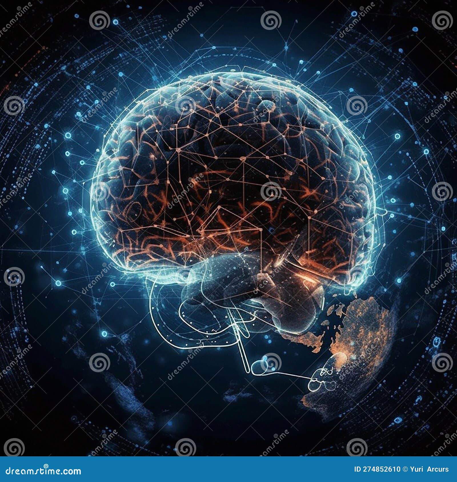 Brain, Digital Transformation and Ai with Future and 3d, Human Mind and ...