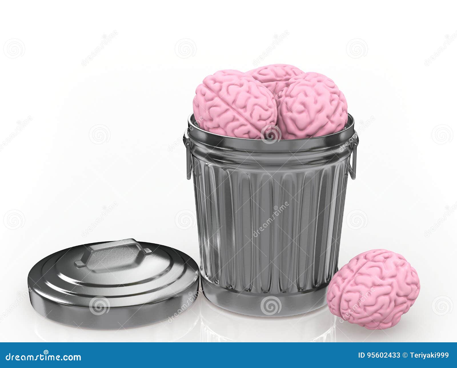 The Brain Discarded in the Trash Can Stock Illustration - Illustration ...