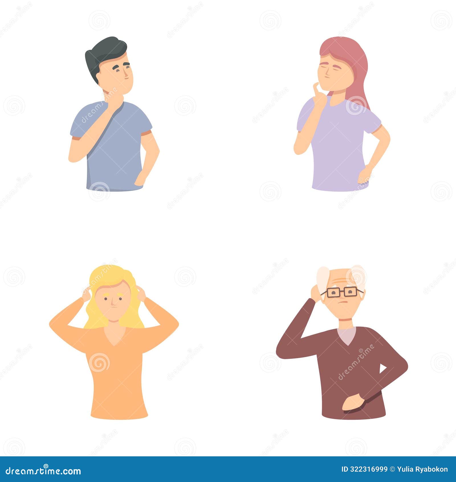 Brain Disease Icons Set Cartoon Vector. Problem Memory Loss Clouding ...