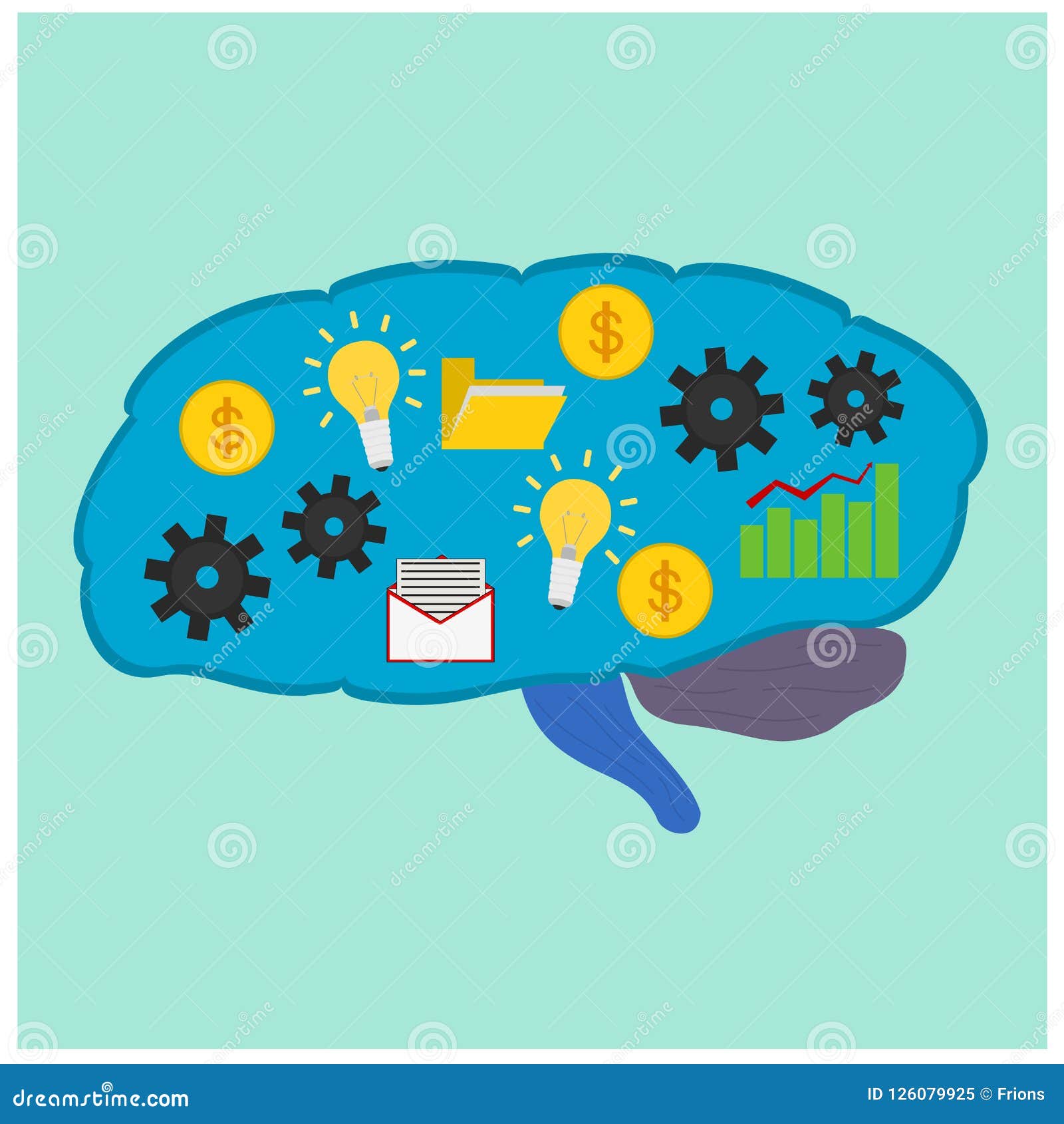 Business Brain Idea Concepts Icon Stock Vector - Illustration of mail ...
