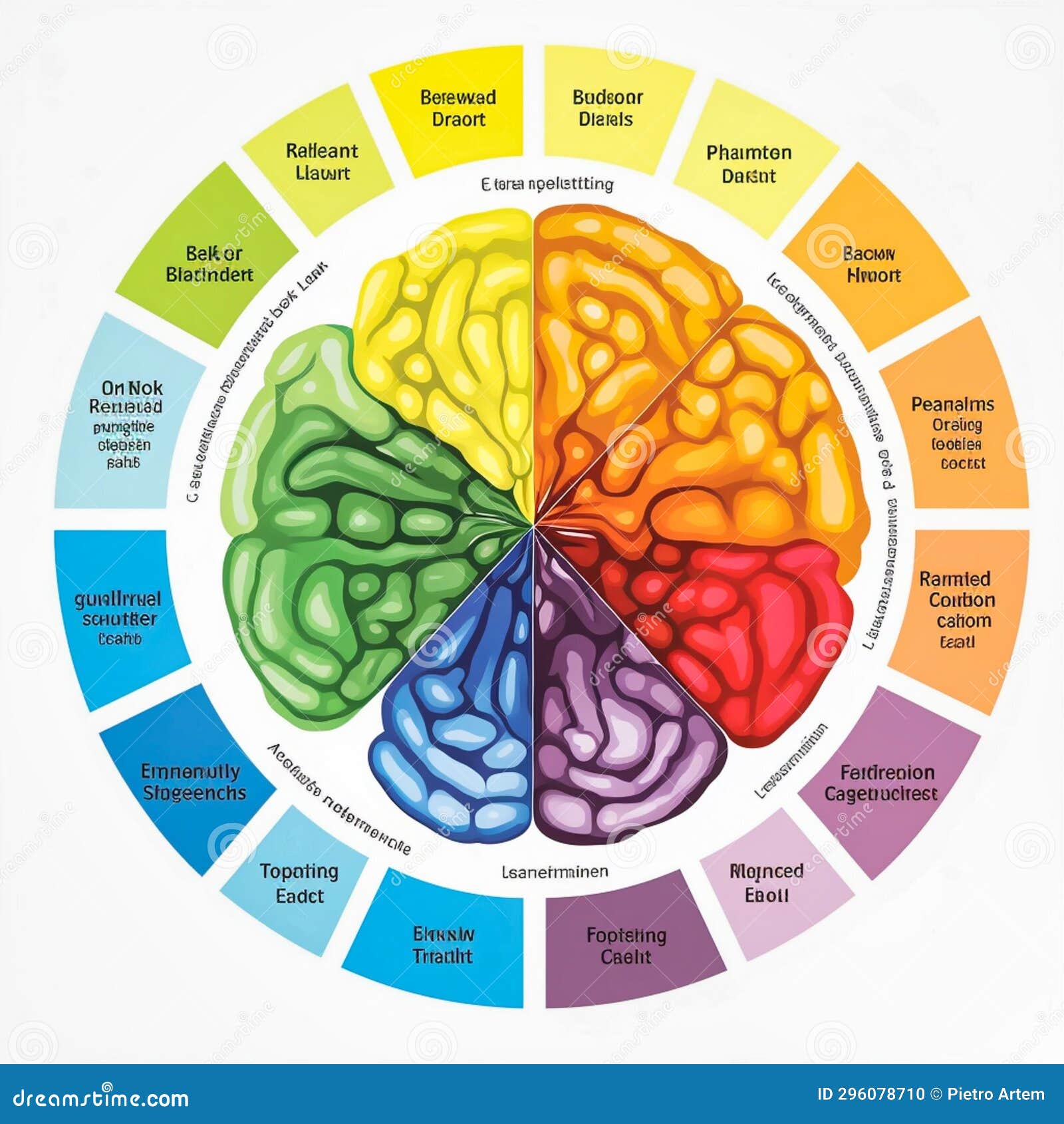 The Brain is Divided into Colored Segments Respons. Generative AI Stock ...