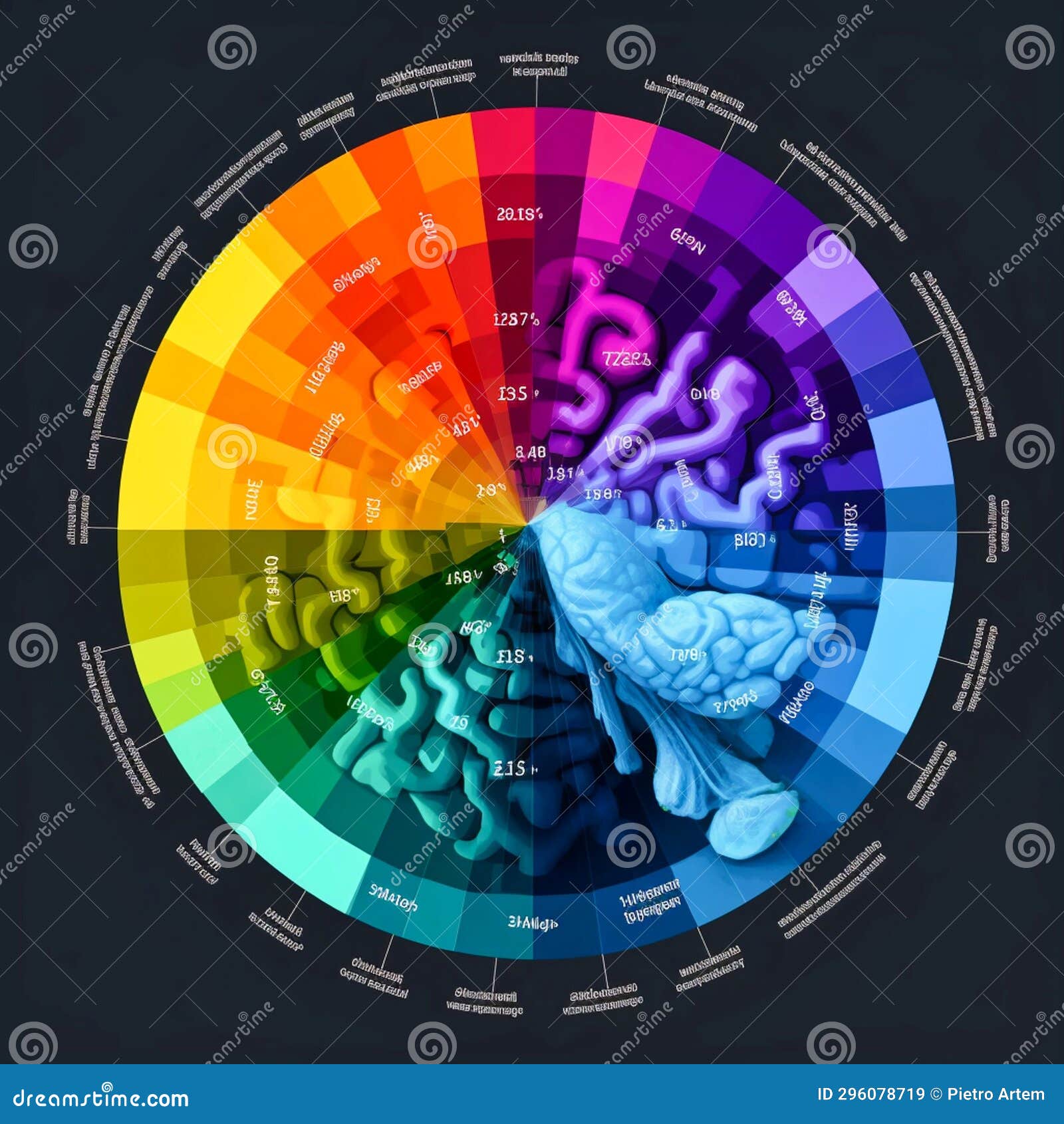 The Brain is Divided into Colored Segments Respons. Generative AI Stock ...