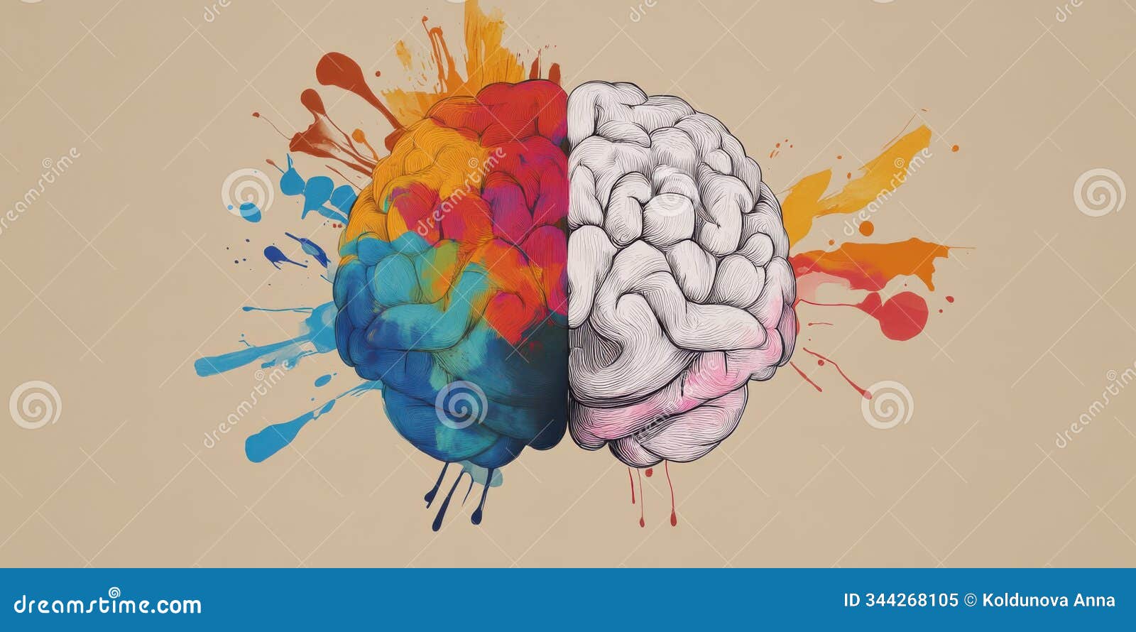 A Brain Divided into Sections, with One Half Showing Creativity and ...