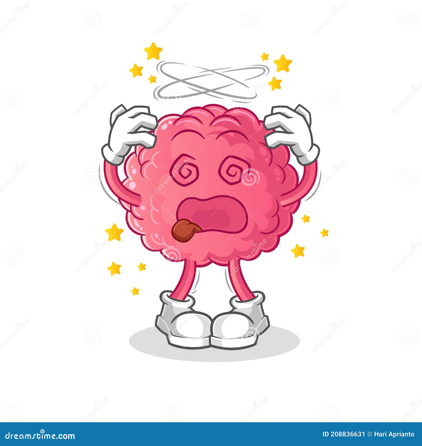 Brain Dizzy Head Mascot. Cartoon Vector Stock Vector - Illustration of ...