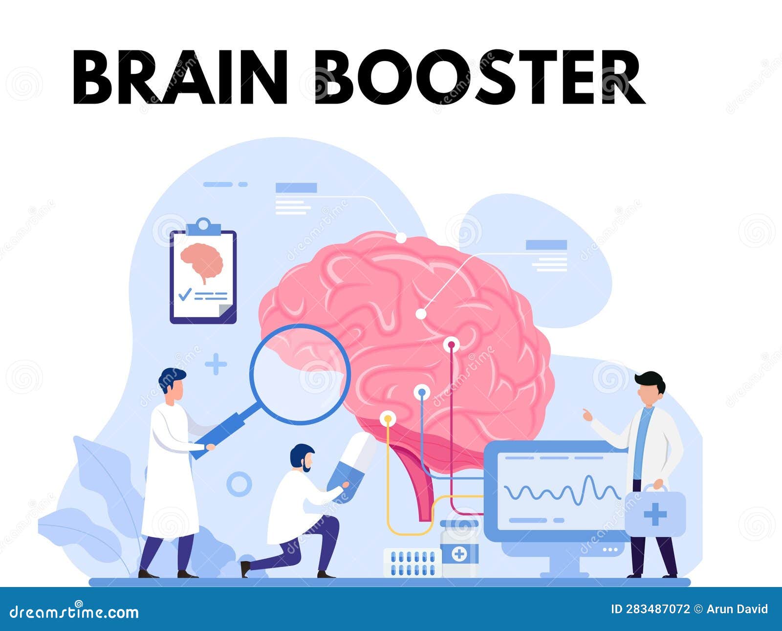 Brain Doctor Concept Banner. Flat Illustration of Brain Doctor Concept ...