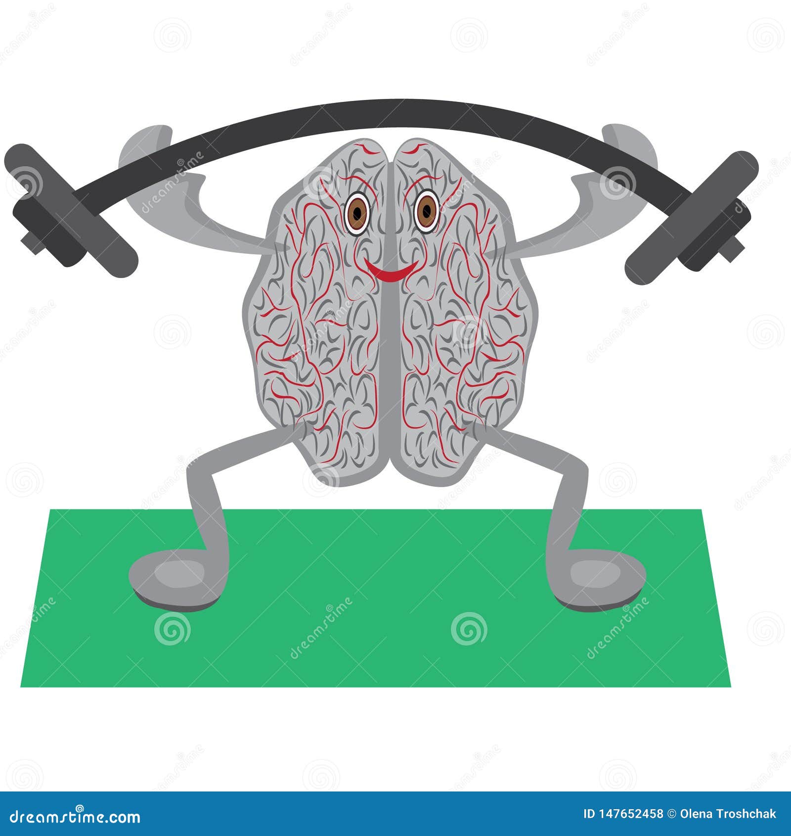Brain Doing Exercises with Barbell Stock Vector - Illustration of ...