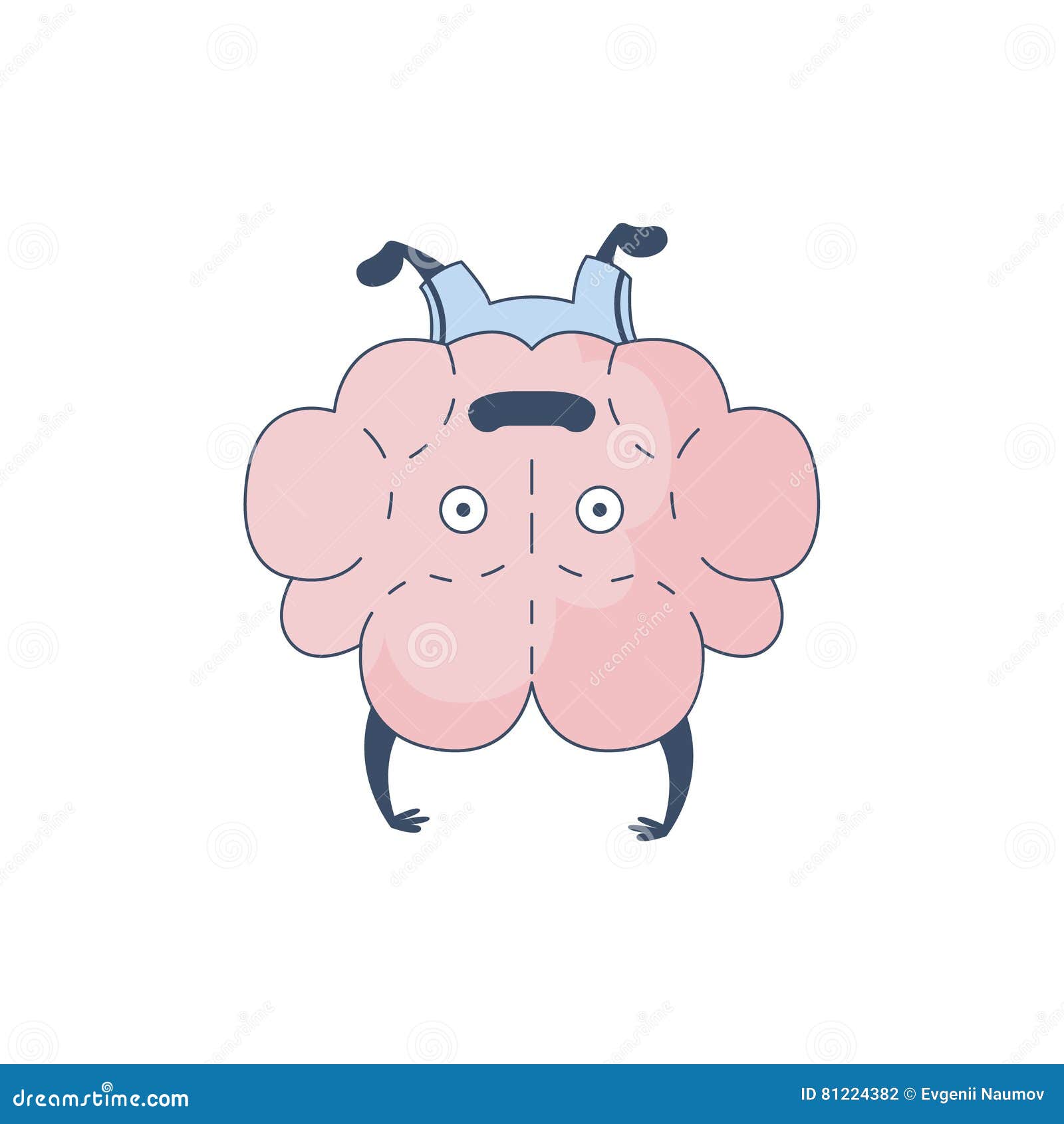 Brain Doing a Headstand Comic Character Representing Intellect and ...