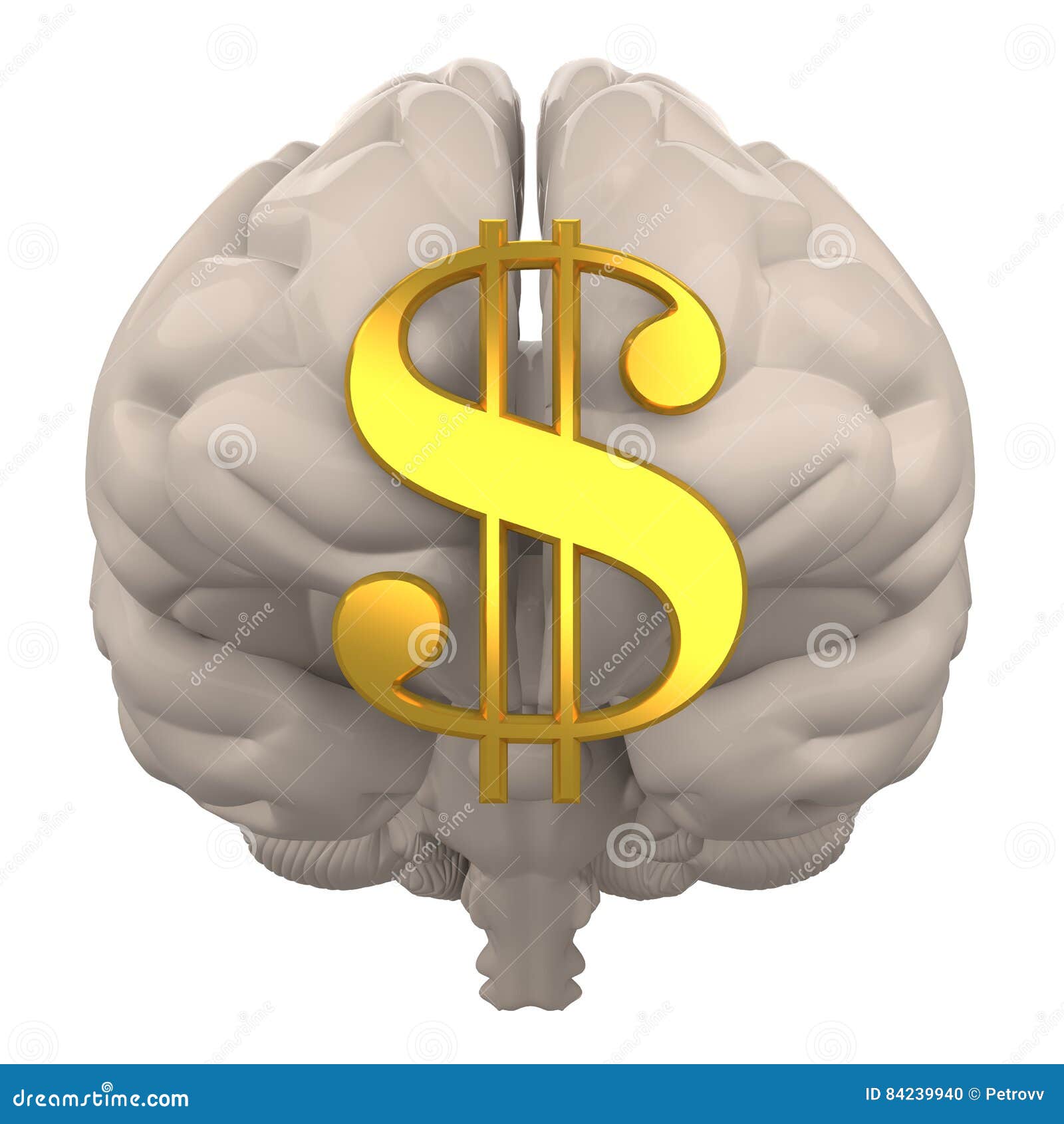Brain with Dollar Symbol 3d Rendering Stock Illustration - Illustration ...