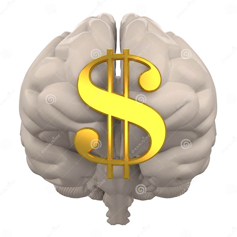 Brain with Dollar Symbol 3d Rendering Stock Illustration - Illustration ...
