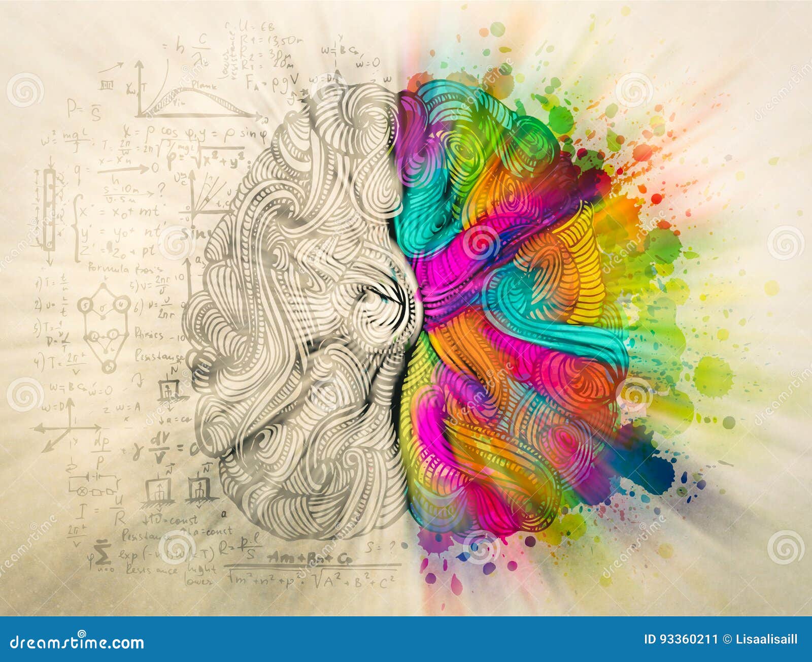 Brain Doodle Concept about Creative Right Side and Logical Left Side ...
