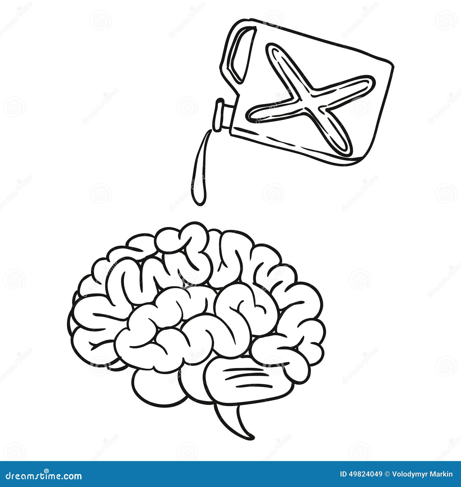 Brain doodle hand drawn stock illustration. Illustration of icon - 49824049