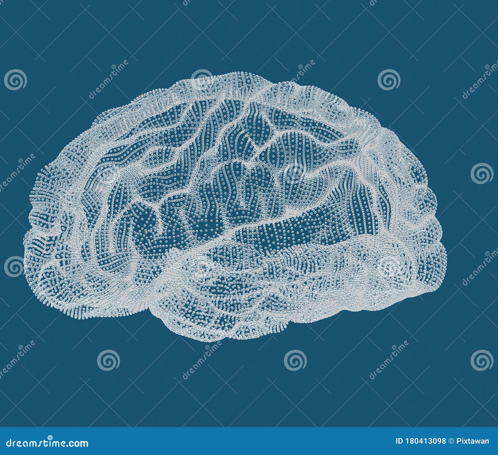 Brain Dots of Human, 3D Render Stock Illustration - Illustration of ...