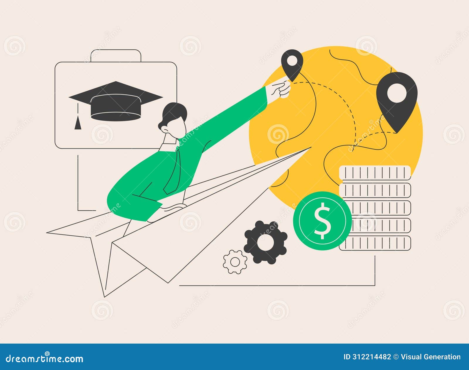 Brain Drain Vector Artworks Depicts Emigration Of Highly Trained And ...