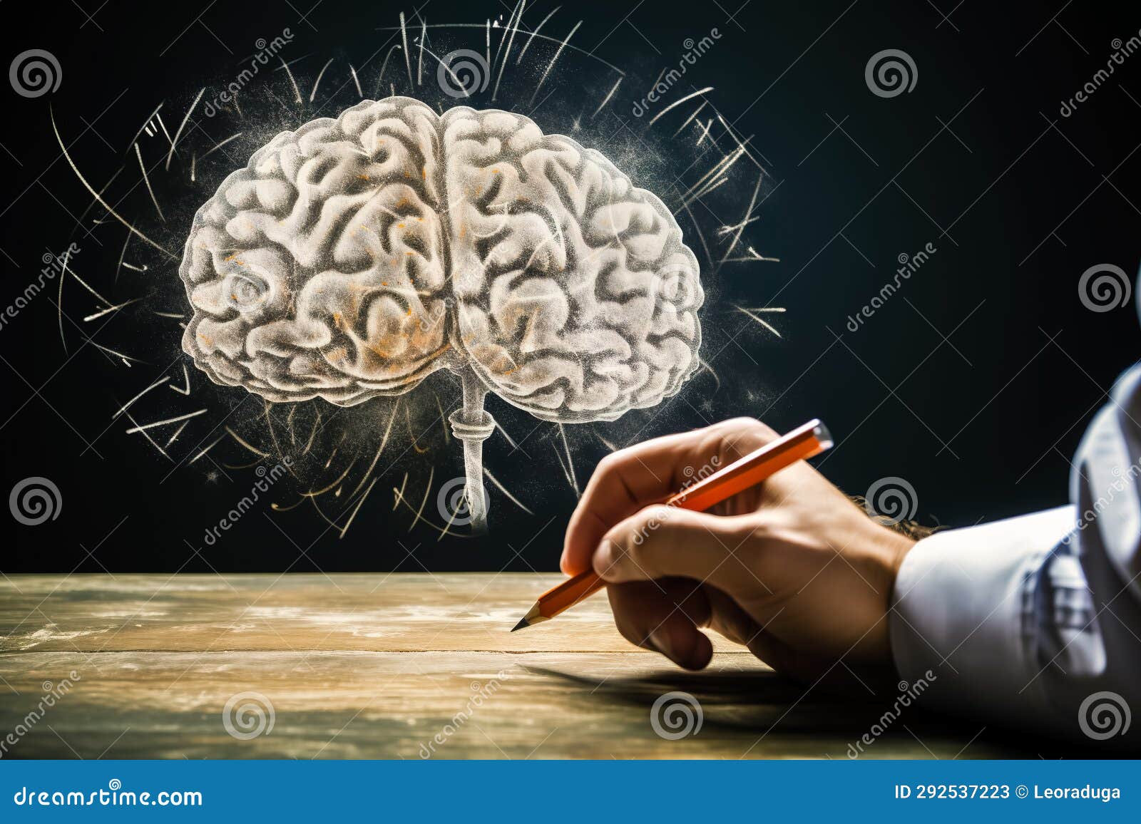 Brain is Drawn in Chalk on a Blackboard. Generative AI Stock ...