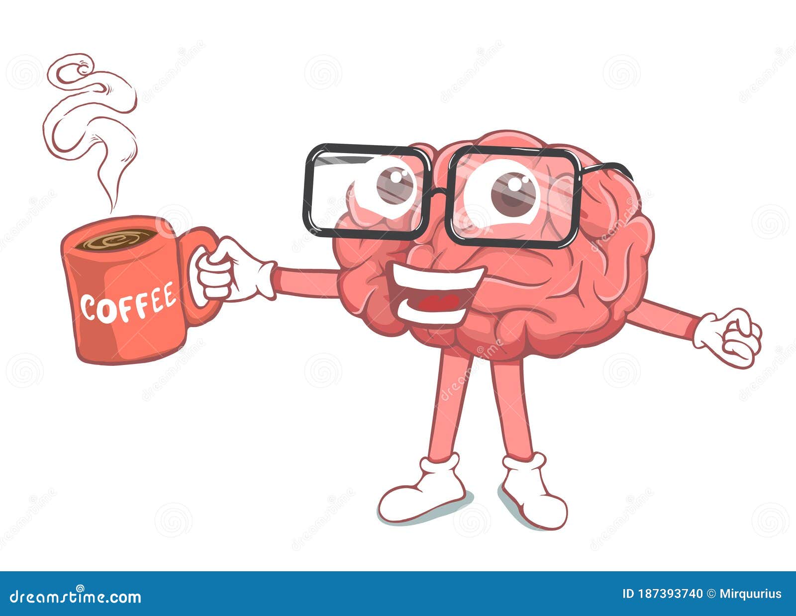 Brain drink a coffee stock vector. Illustration of crossbar - 187393740