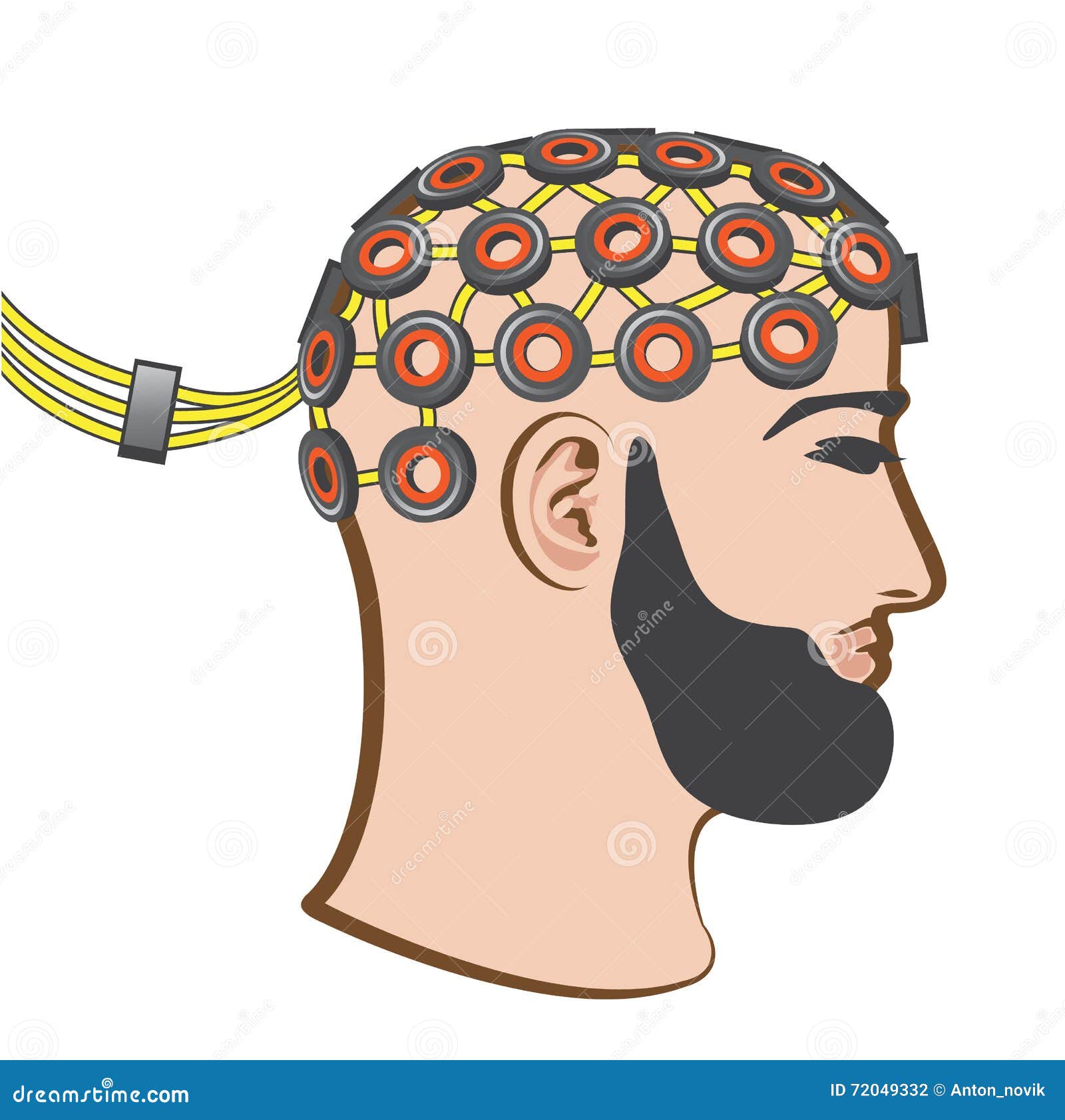 Brain EEG Electrodes Bearded Man Vector Illustration Stock Vector ...
