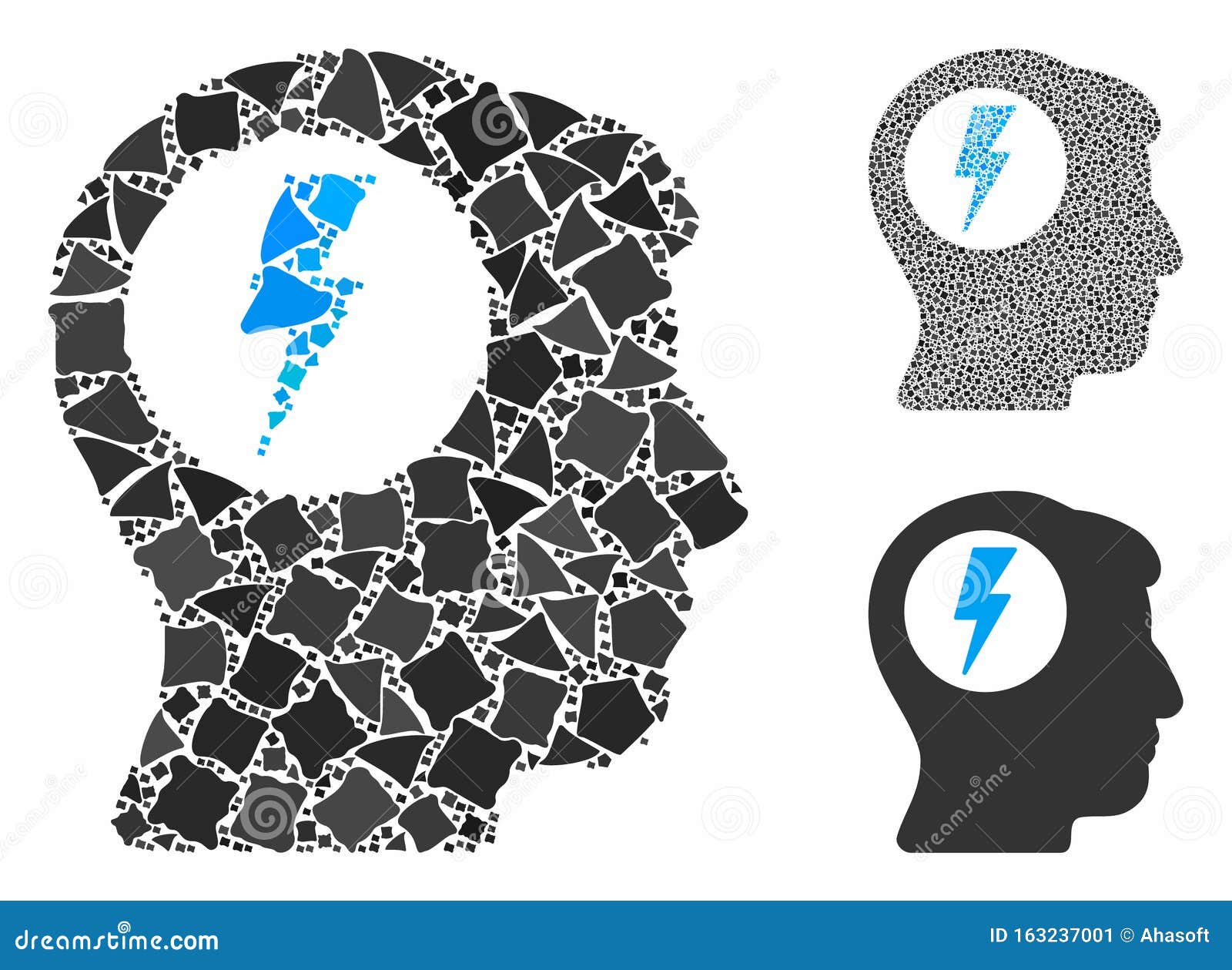 Brain Electric Shock Composition Icon of Ragged Elements Stock ...