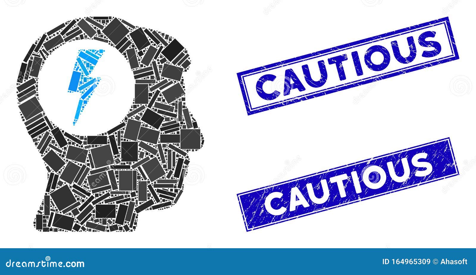 Brain Electric Shock Mosaic and Distress Rectangle Watermarks Stock ...