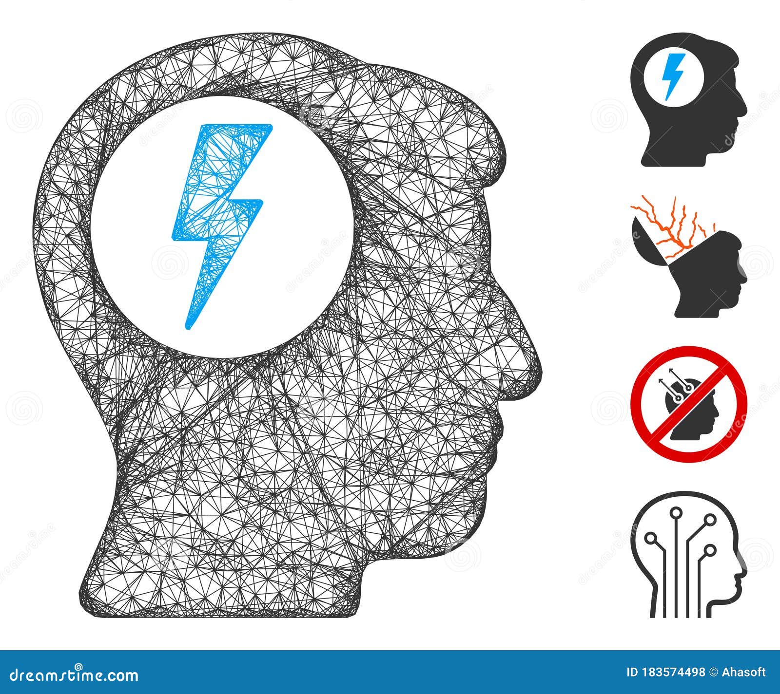 Brain Electric Shock Web Vector Mesh Illustration Stock Illustration ...