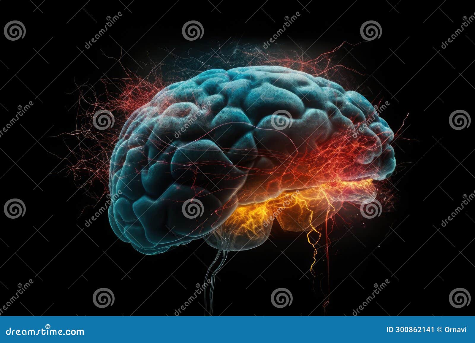 Synaptic Spark: Abstract Neuron On Blue, Space For Biology Concepts ...