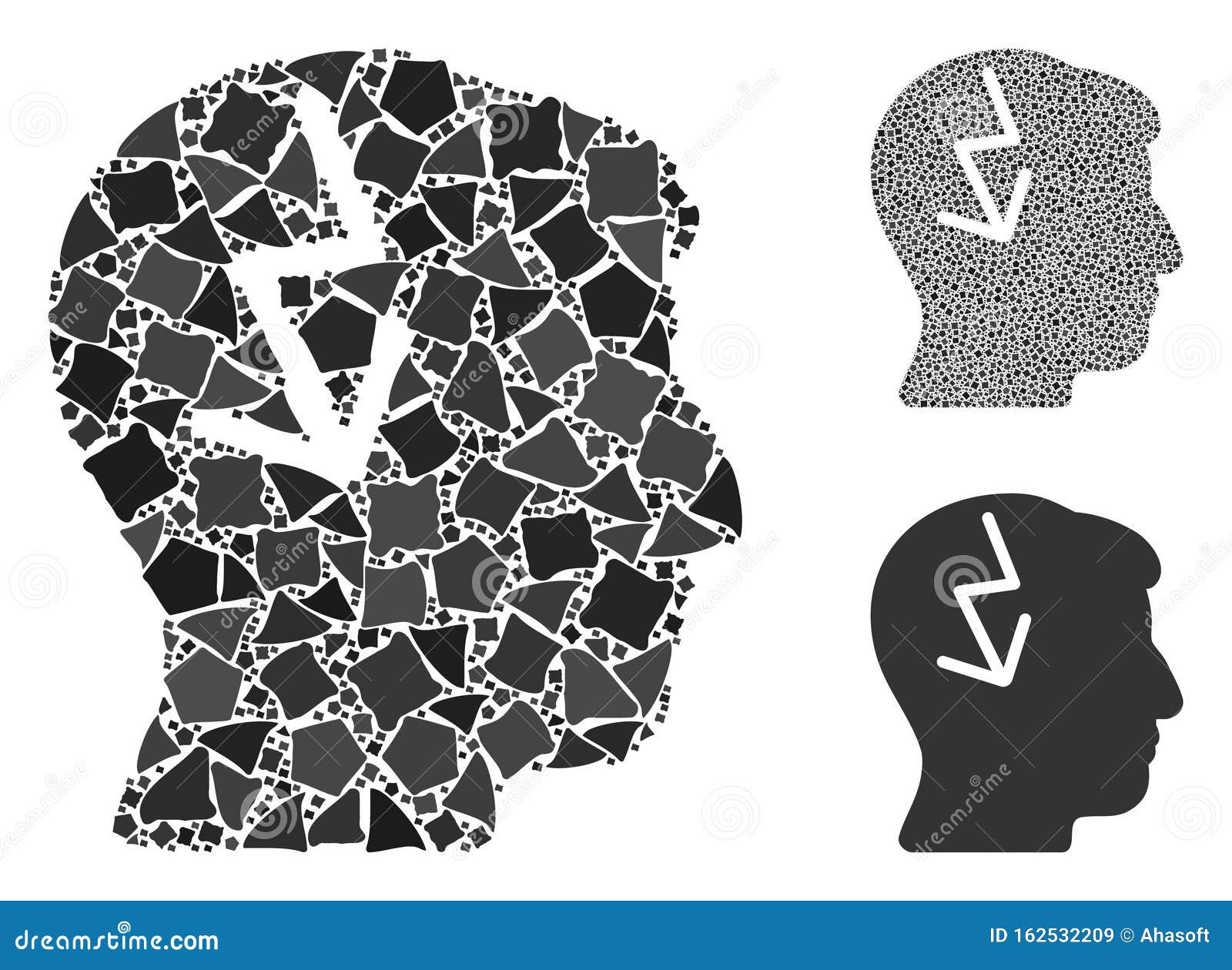 Brain Electric Strike Composition Icon of Abrupt Items Stock Vector ...