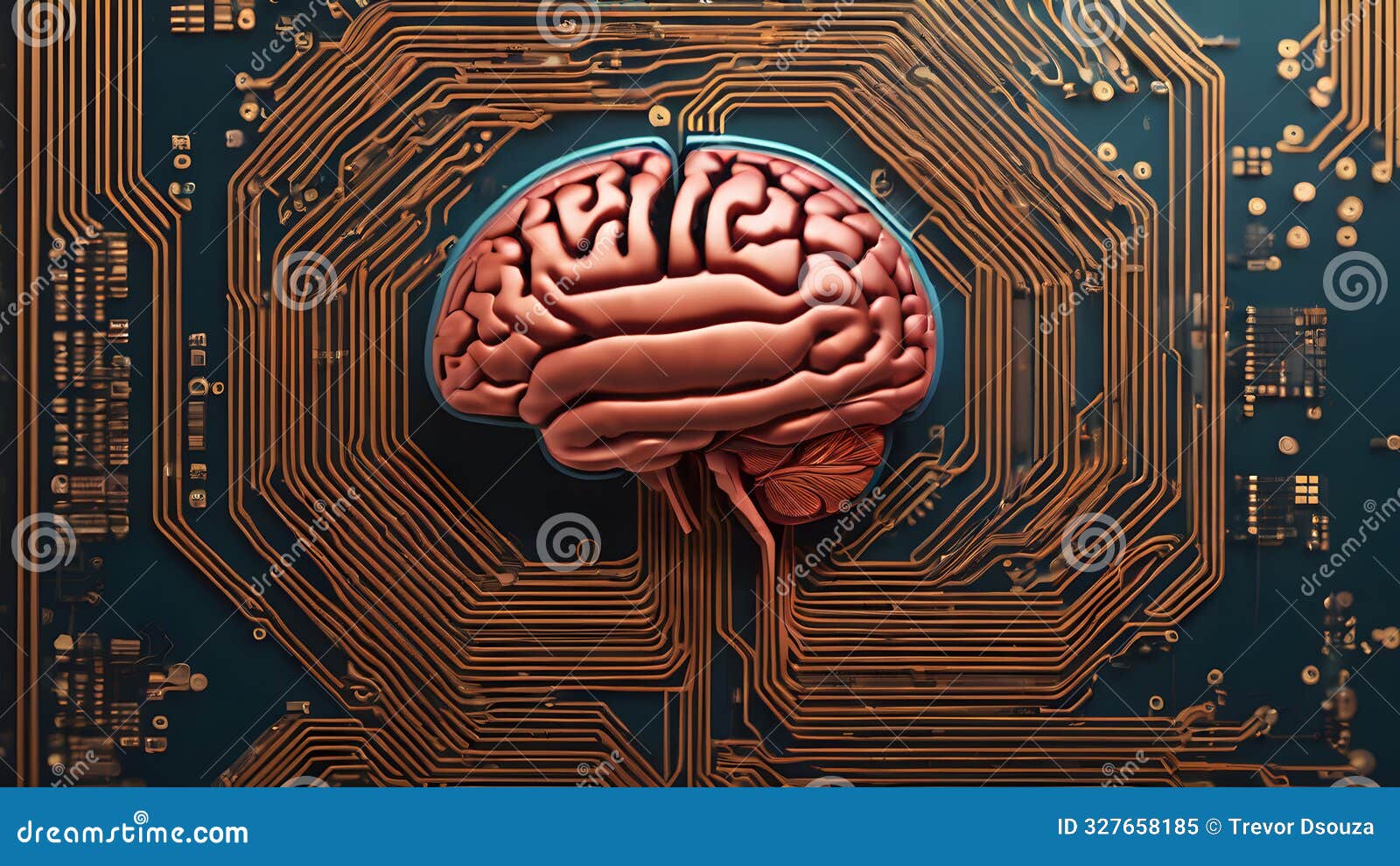 A Brain Embedded into a Circuit Stock Illustration - Illustration of ...