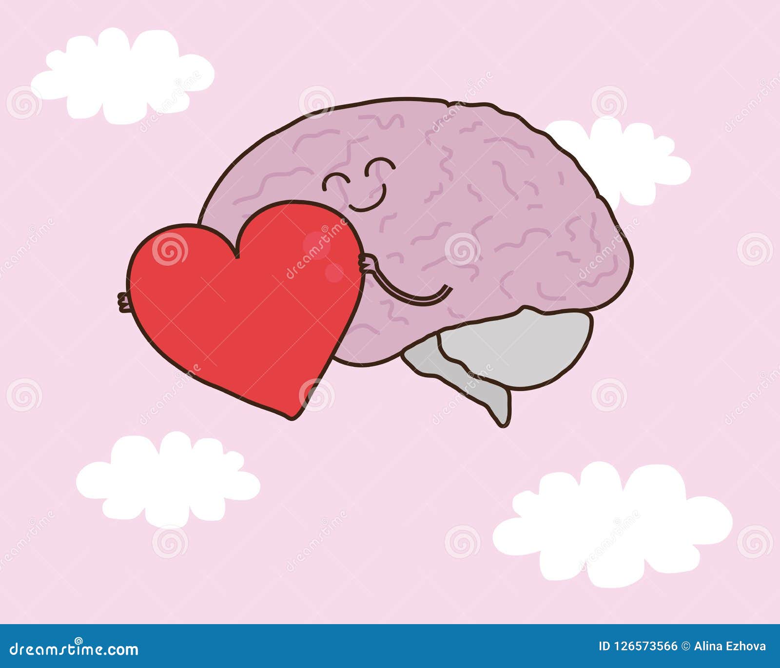 The Brain Embraces the Heart Stock Vector - Illustration of pleasant ...