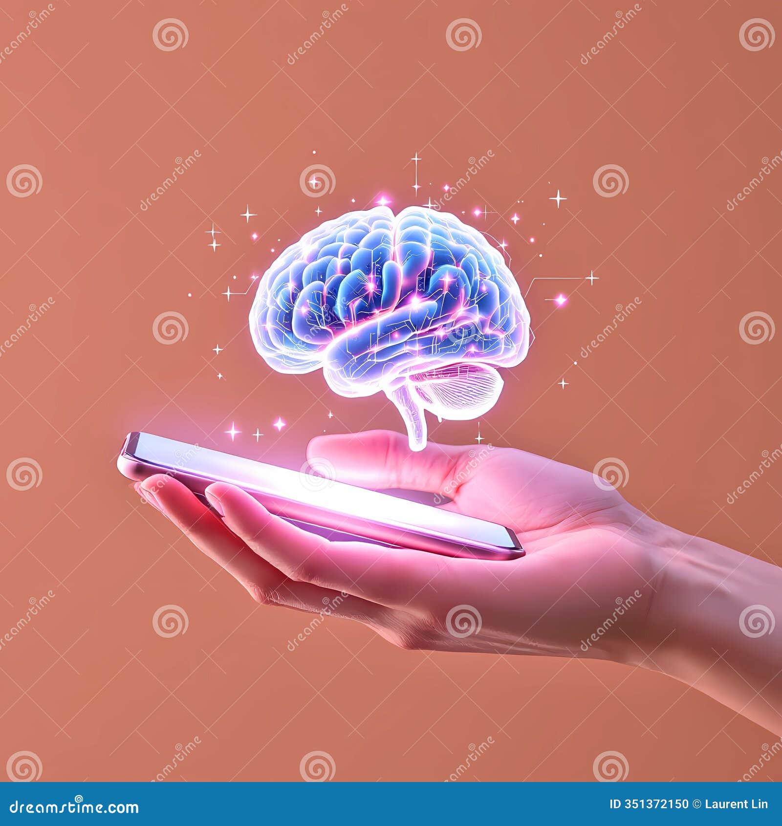 Brain Emerging from Smartphone Stock Illustration - Illustration of ...