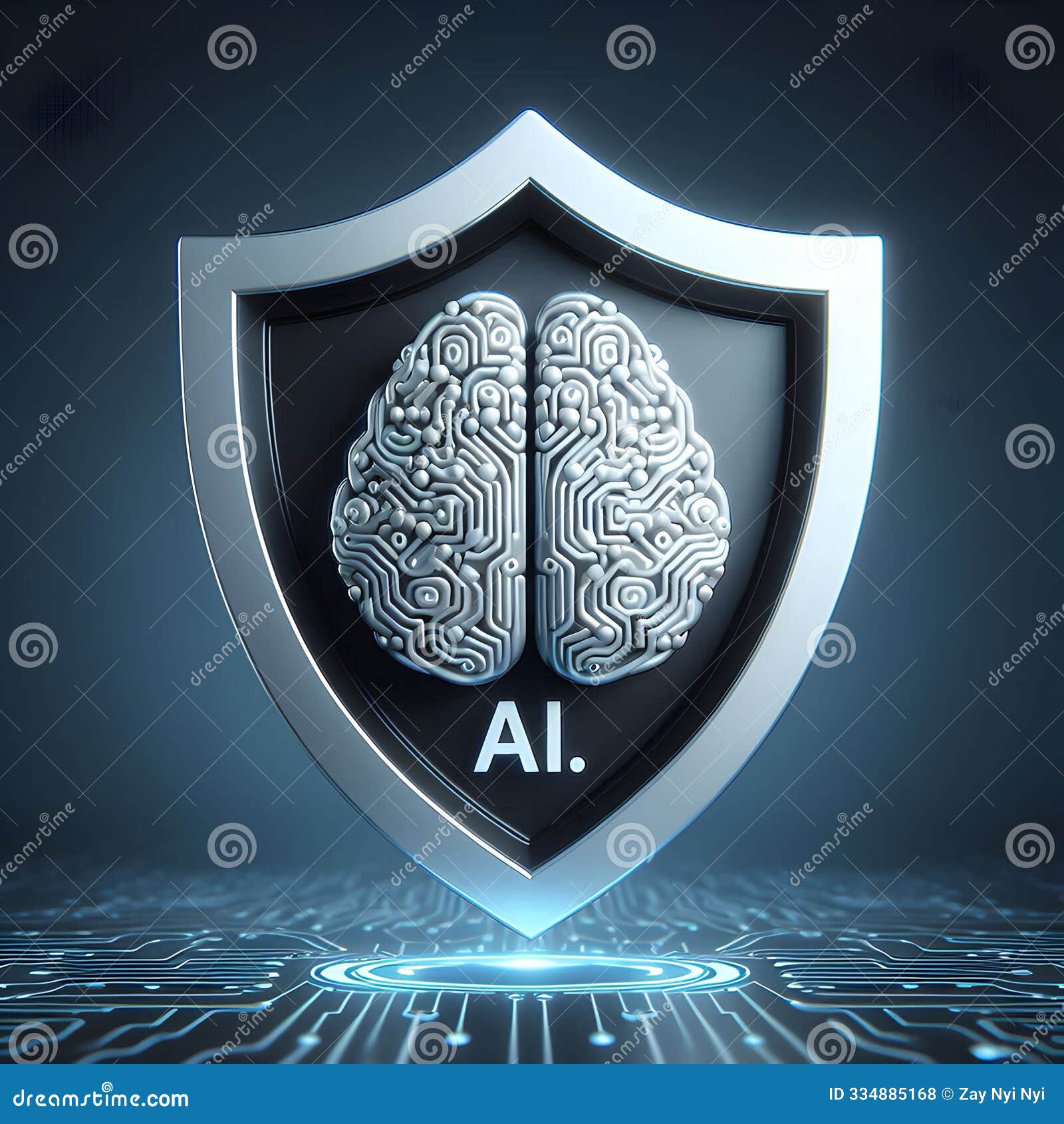 A Brain Encased within a Shield, Symbolizing the Concept of AI Safety ...