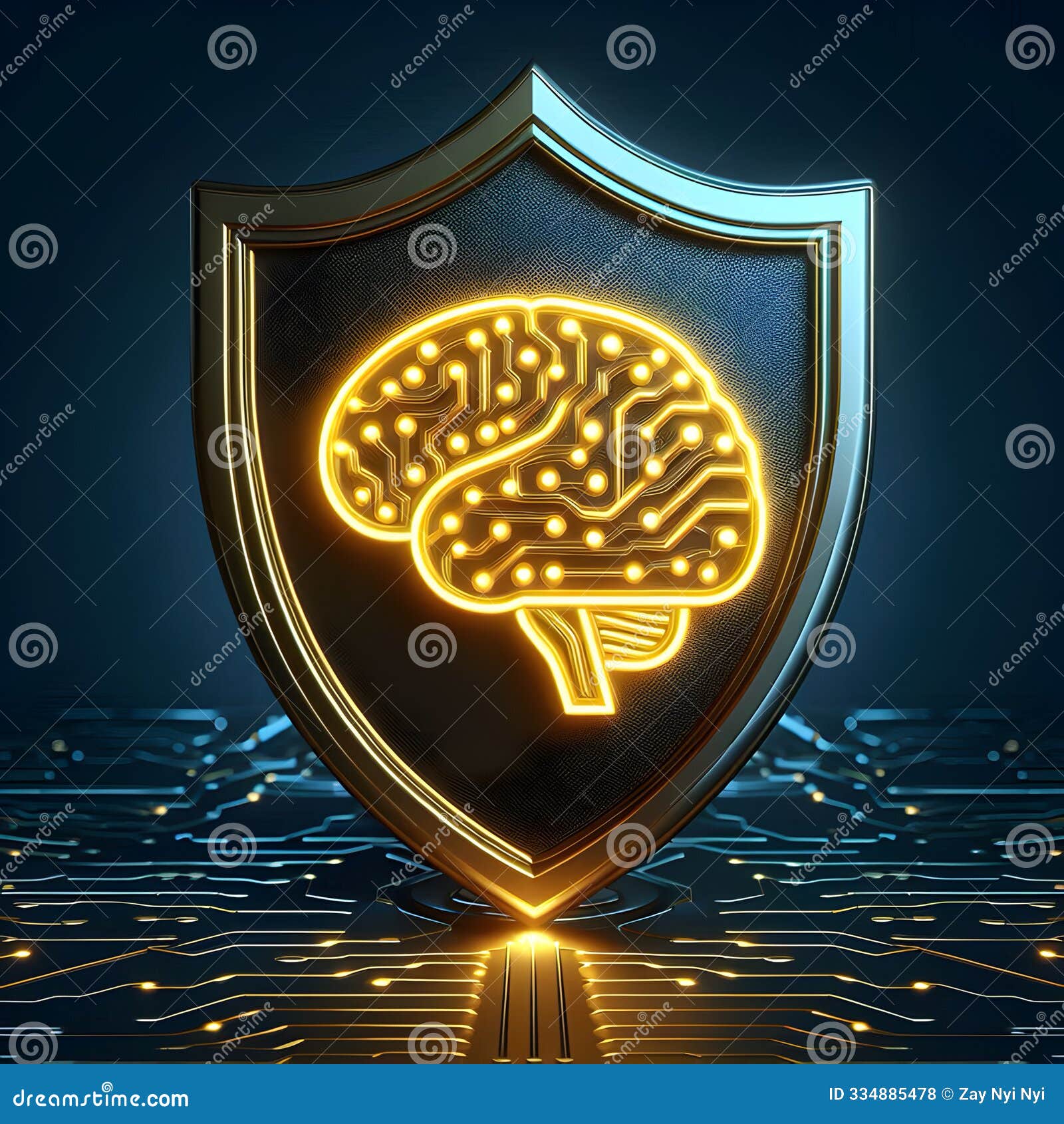 A Brain Encased within a Shield, Symbolizing the Concept of AI Safety ...