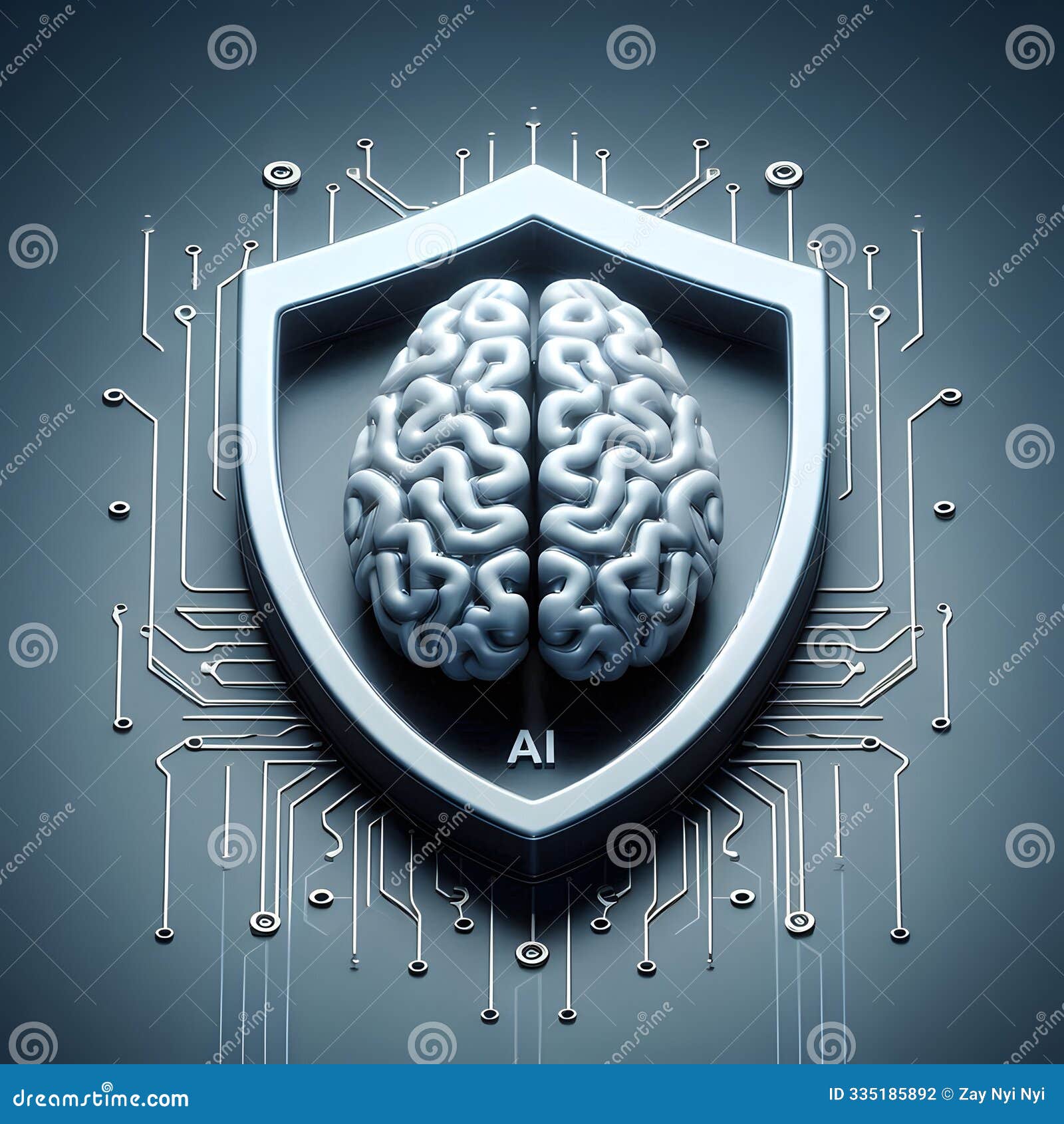 A Brain Encased within a Shield, Symbolizing the Concept of AI Safety ...