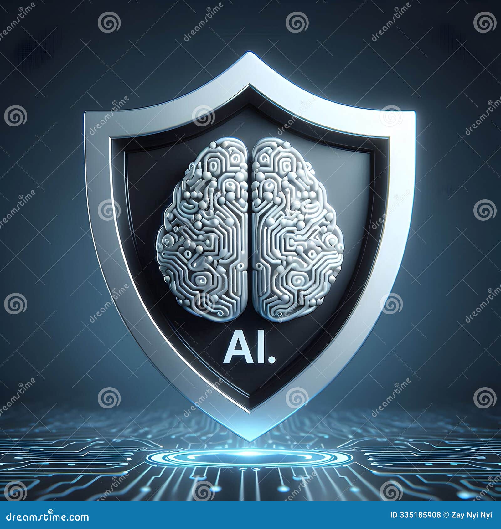 A Brain Encased within a Shield, Symbolizing the Concept of AI Safety ...