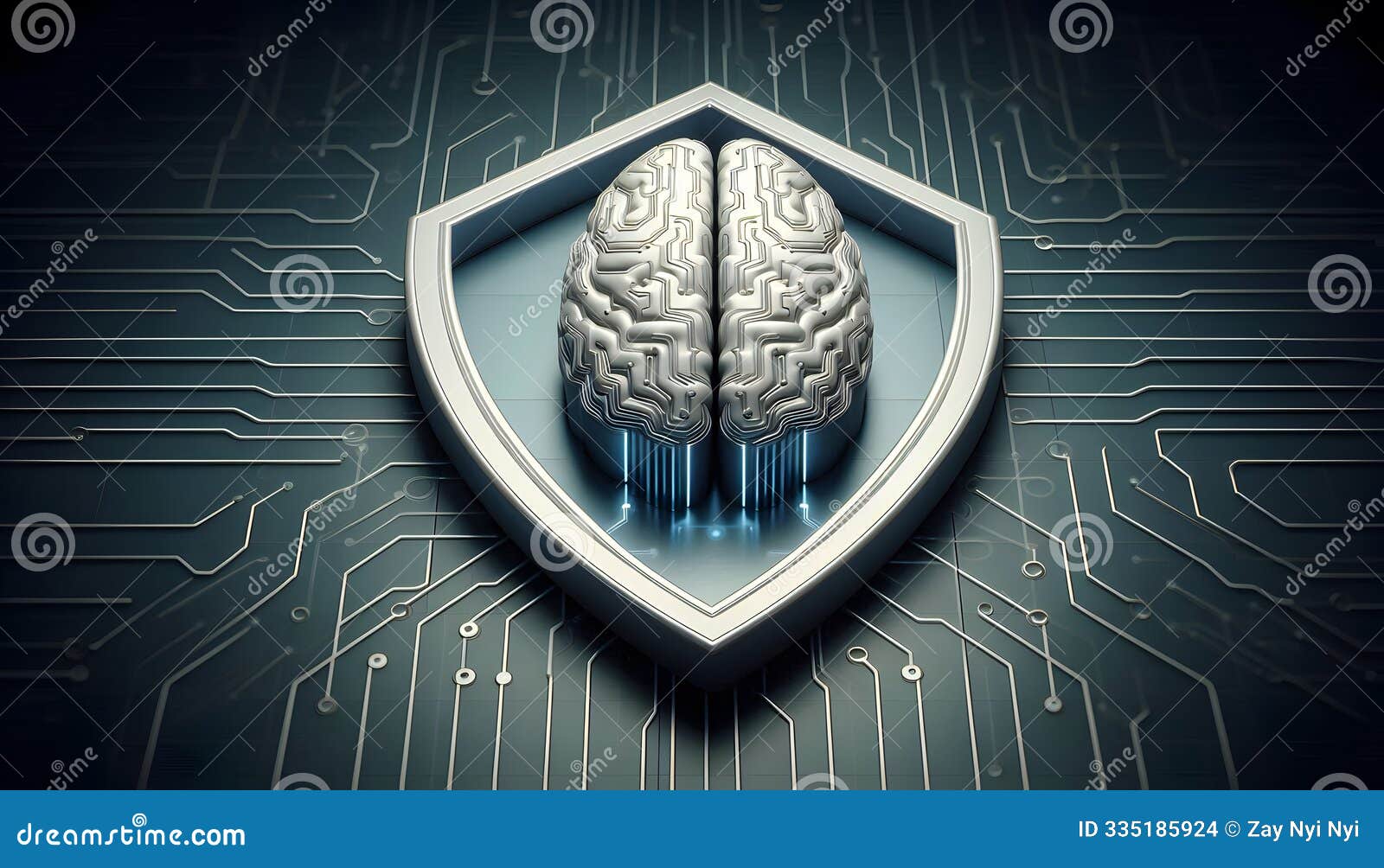 A Brain Encased within a Shield, Symbolizing the Concept of AI Safety ...
