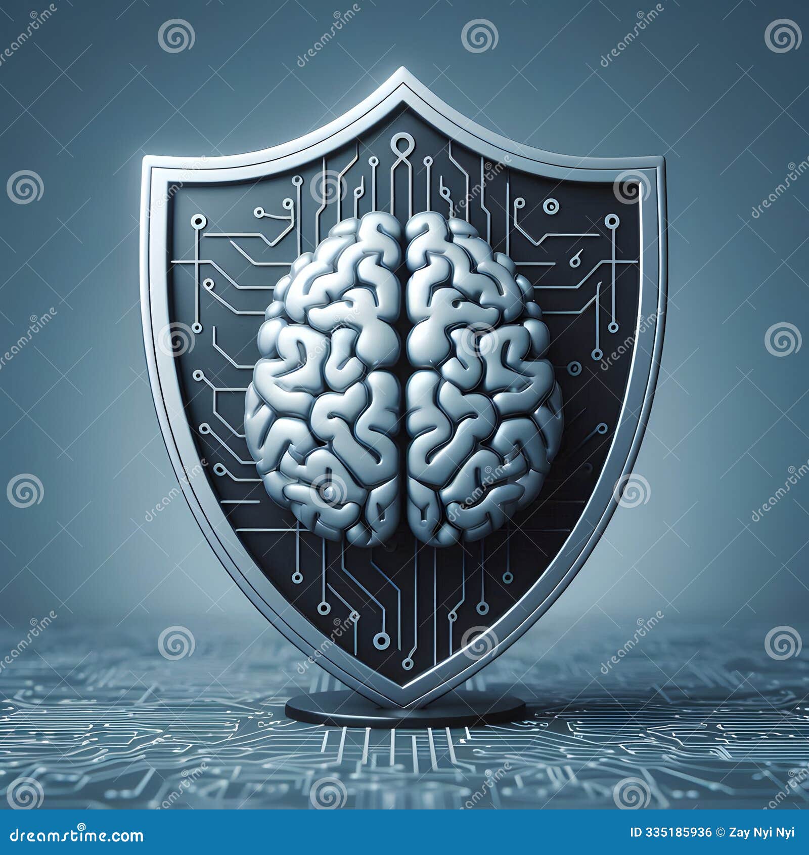 A Brain Encased within a Shield, Symbolizing the Concept of AI Safety ...