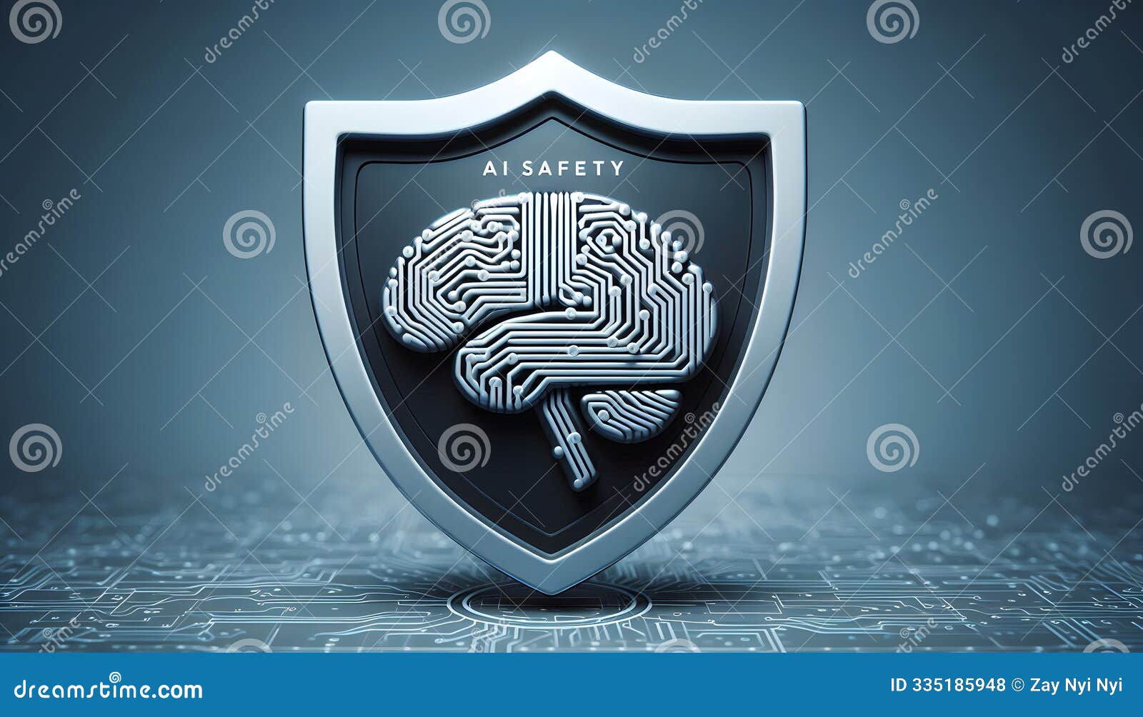 A Brain Encased within a Shield, Symbolizing the Concept of AI Safety ...