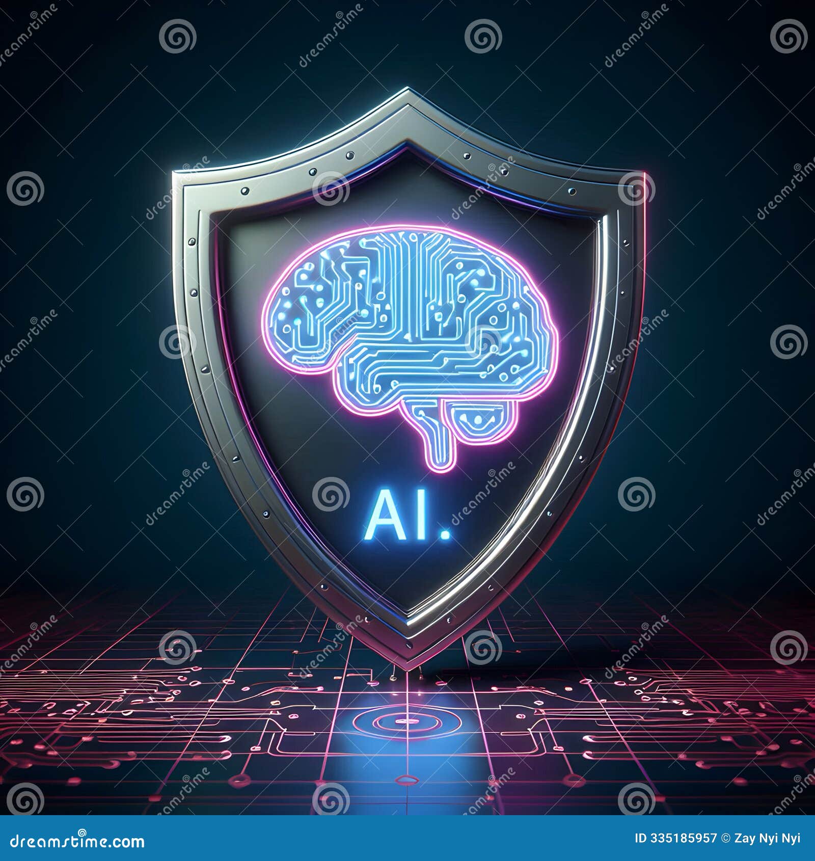 A Brain Encased within a Shield, Symbolizing the Concept of AI Safety ...