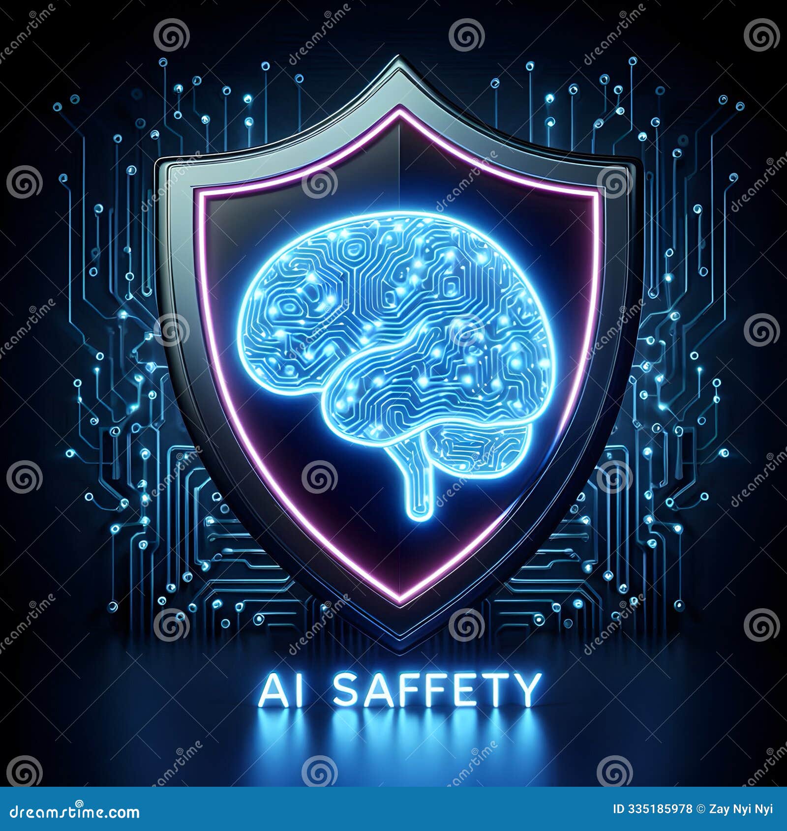 A Brain Encased within a Shield, Symbolizing the Concept of AI Safety ...