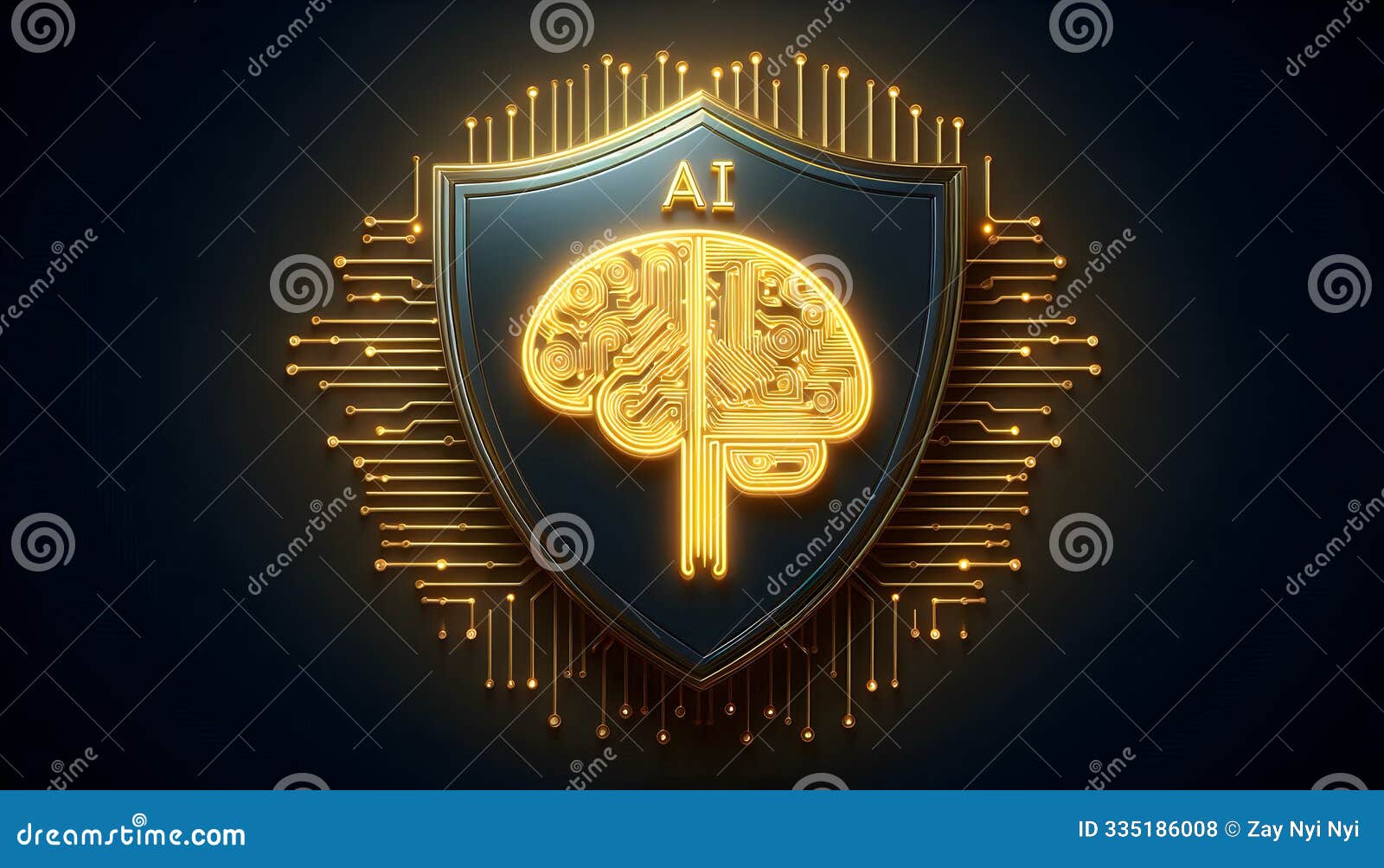 A Brain Encased within a Shield, Symbolizing the Concept of AI Safety ...