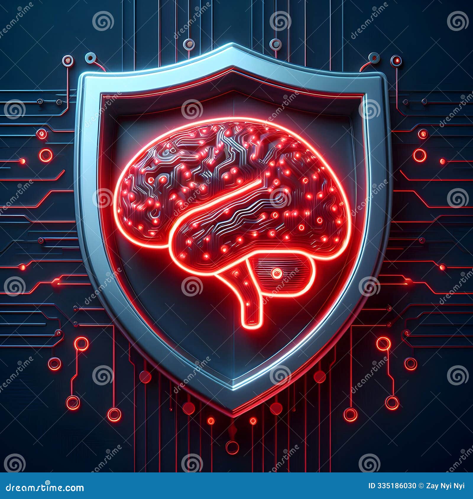 A Brain Encased within a Shield, Symbolizing the Concept of AI Safety ...