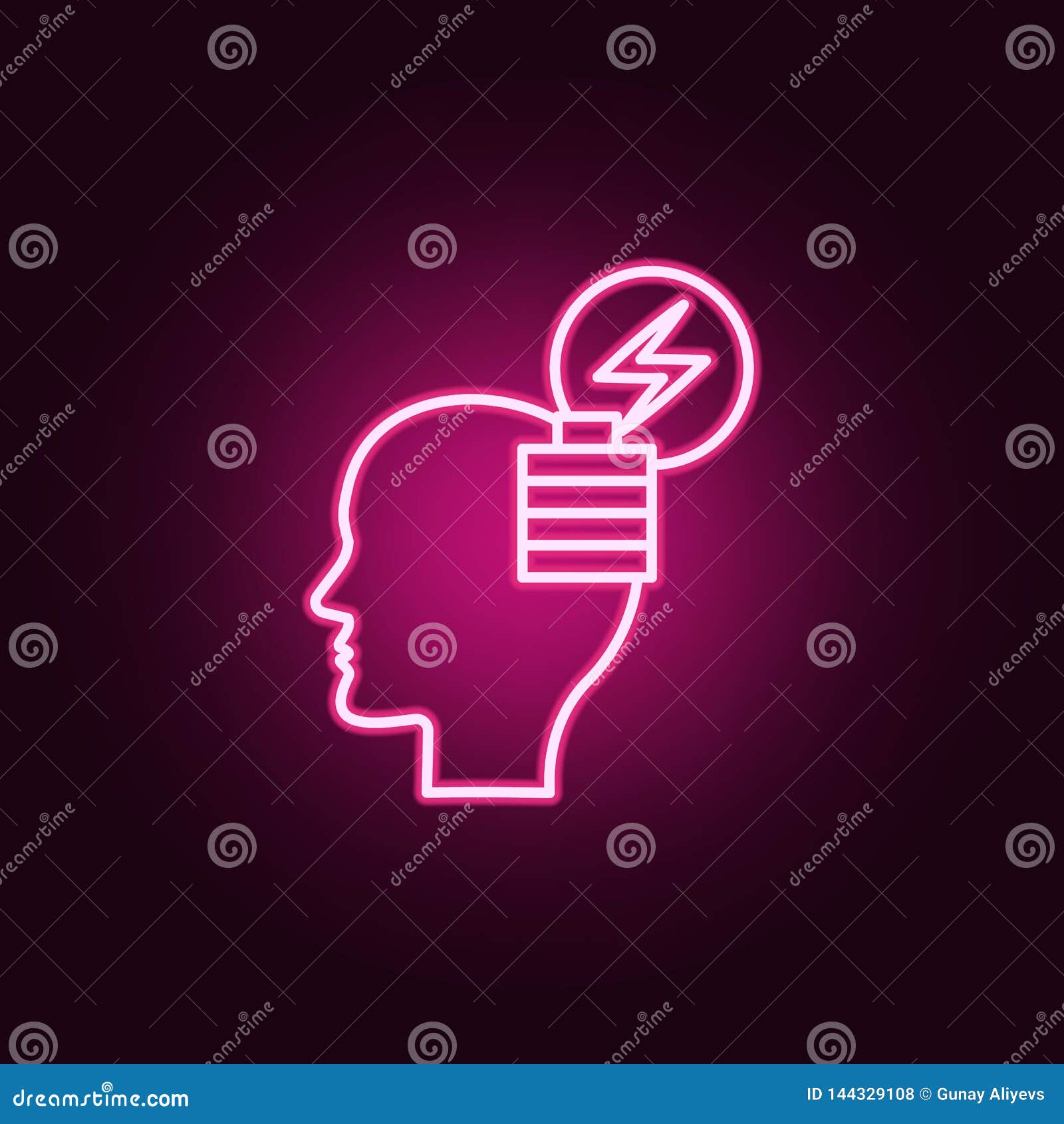 Brain, Energy Neon Icon. Elements of Creative Thinking Set Stock ...