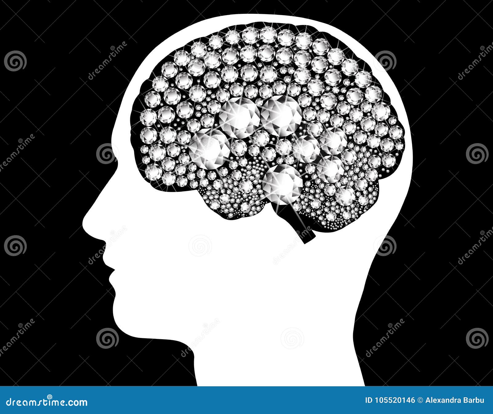 Diamond Mind, Brain Enlightened Mind Power Bright Idea Thinking Stock ...