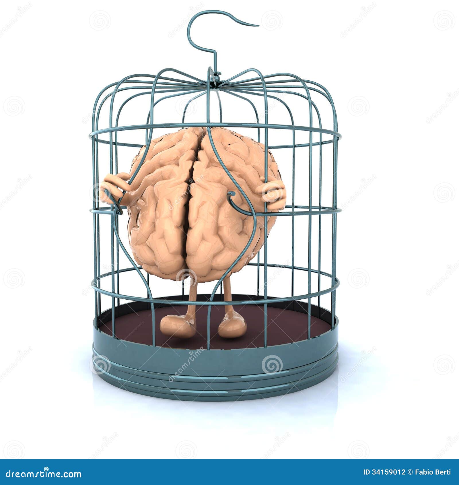 Brain Escape from the Birdcage Stock Illustration - Illustration of ...