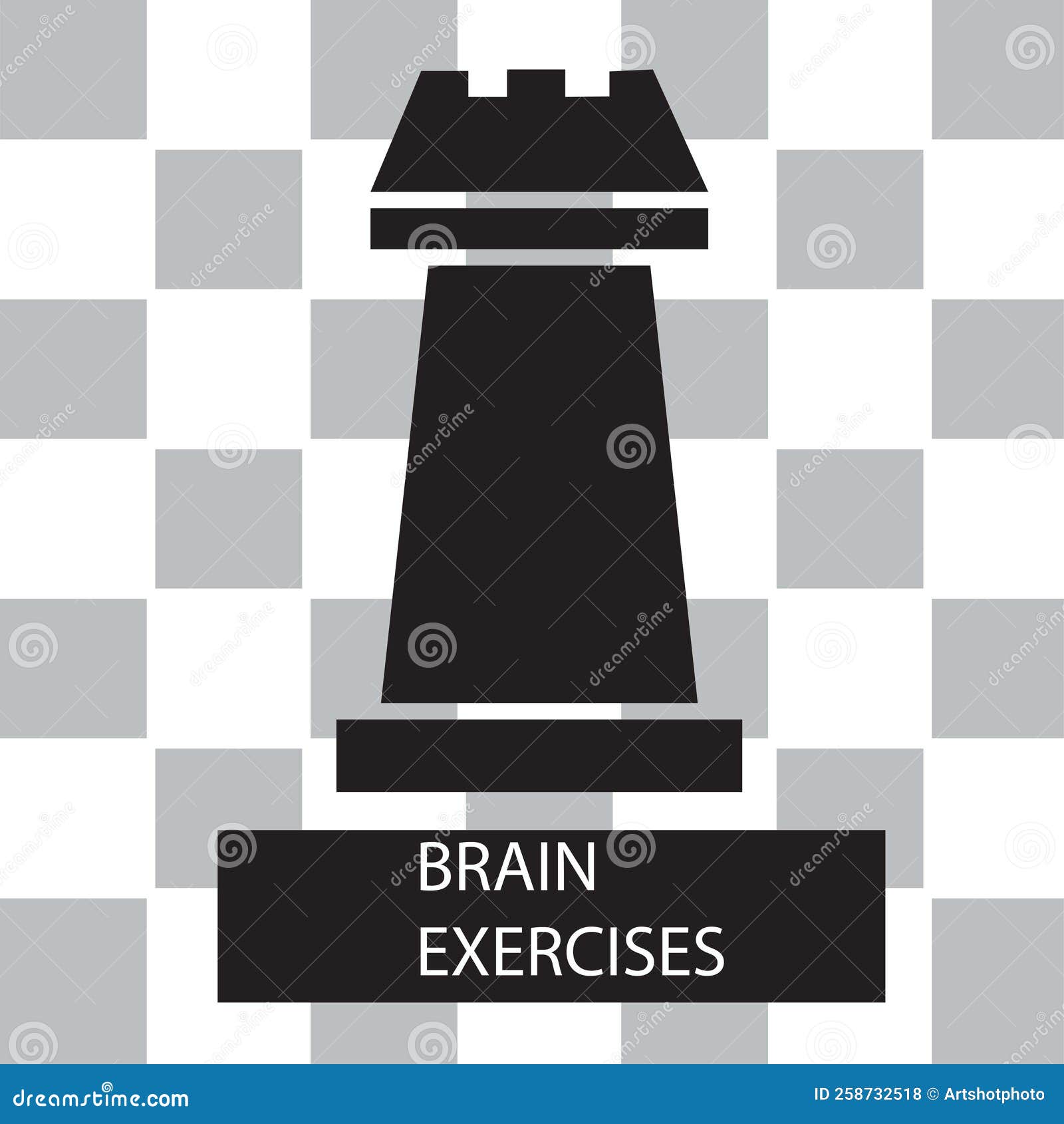 Black Rook on a Chess Table with the Text Brain Exercises Stock ...